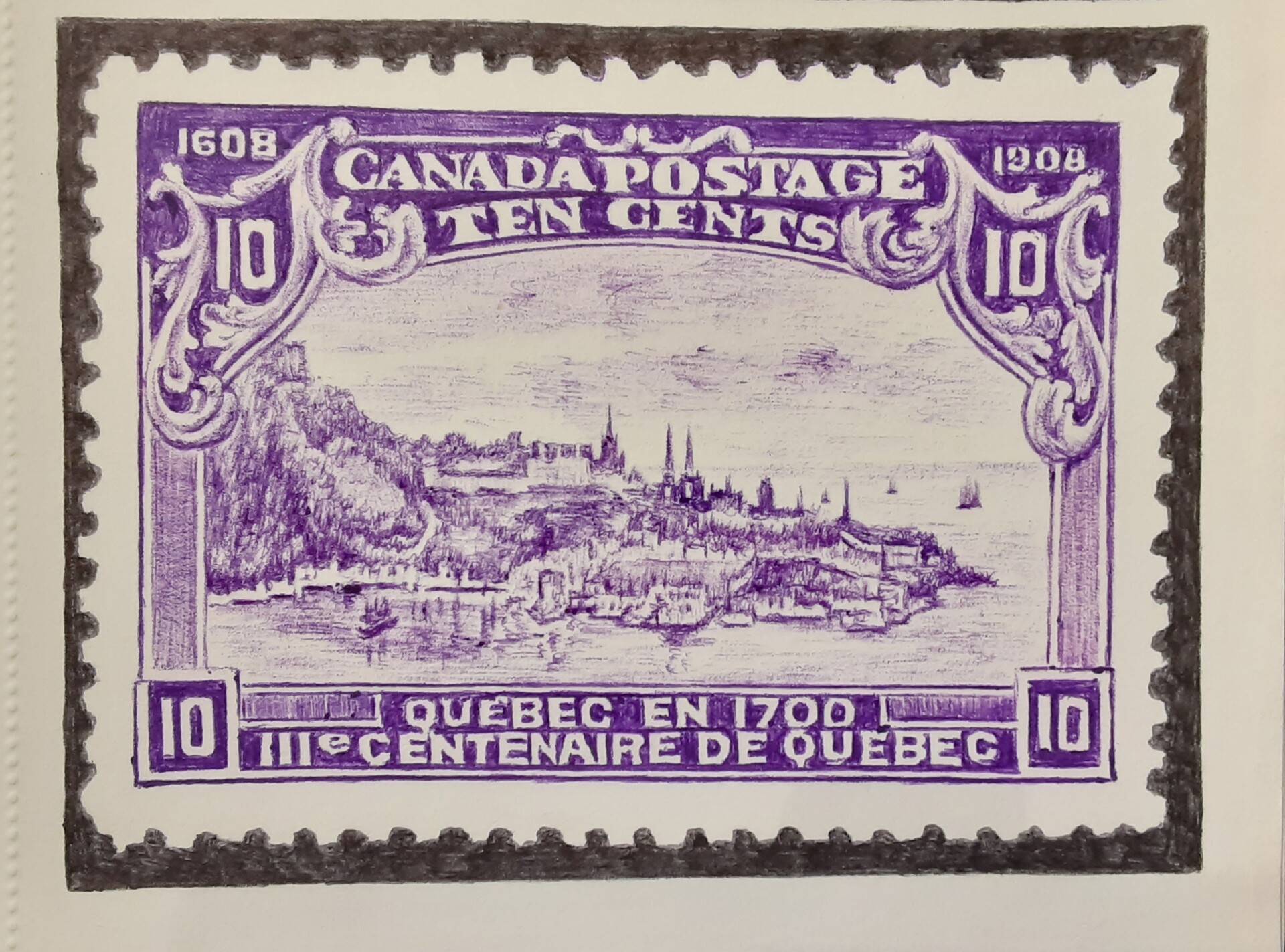 ArtStation - Ballpoint pen of a 1908 stamp commemorating the 300th ...