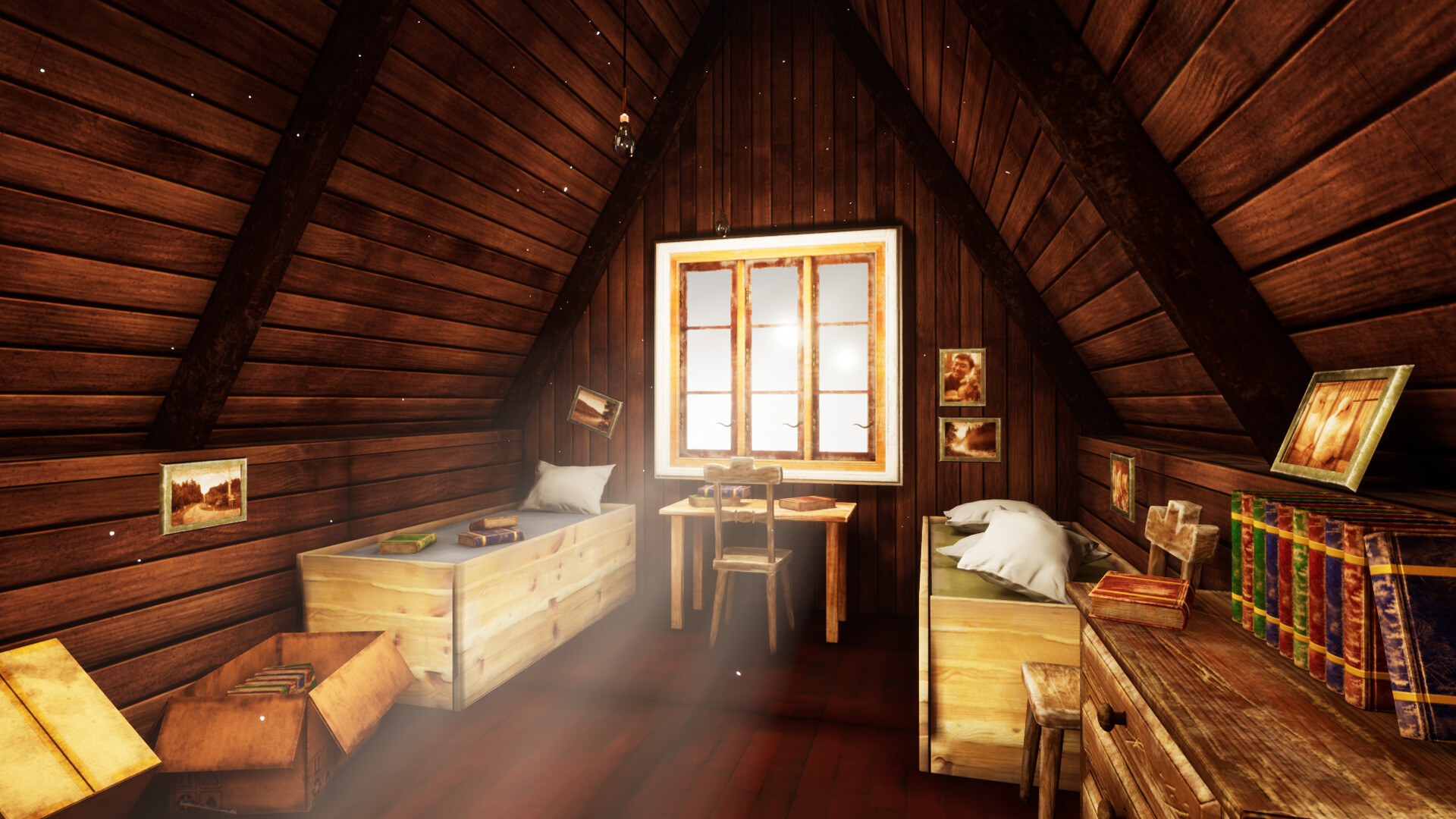 dark attic room