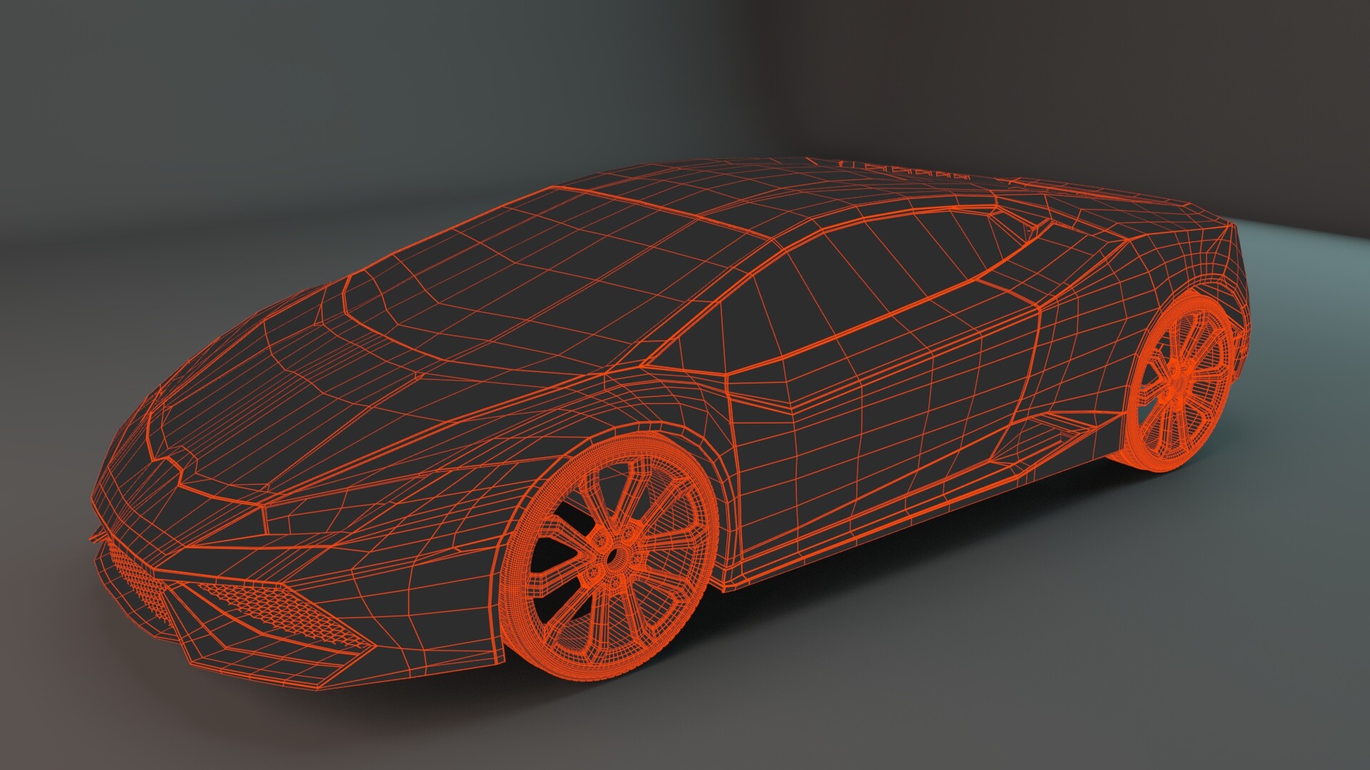ArtStation - Lamborghini Huracan wire-frame (low/high-poly)