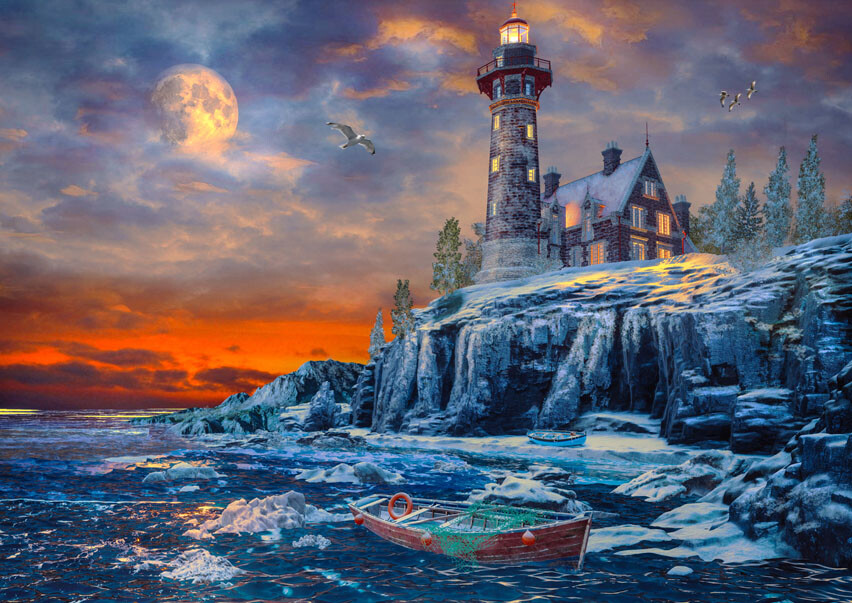 Dominic Davison - Winter Sunset Lighthouse