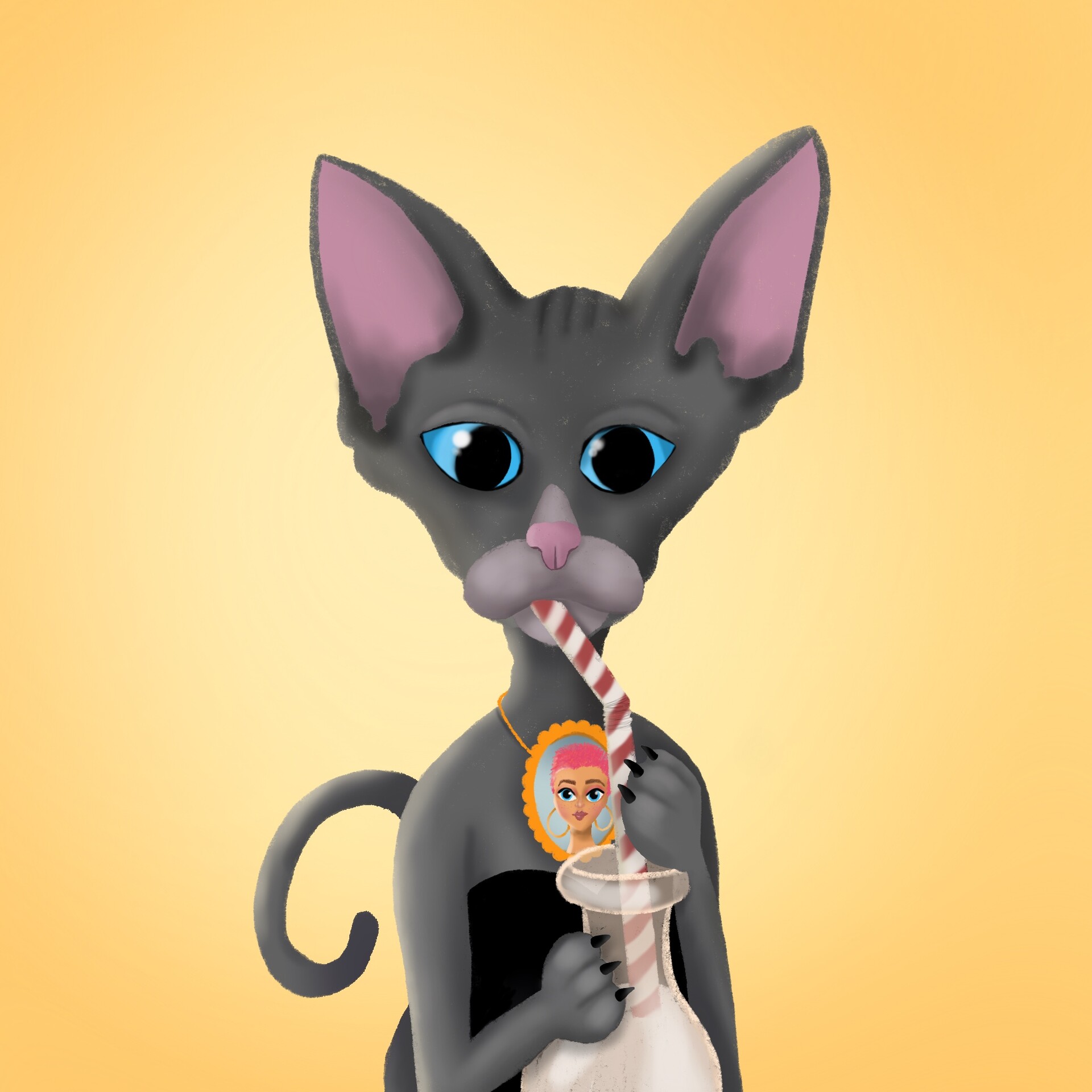 ArtStation - Cat with milk