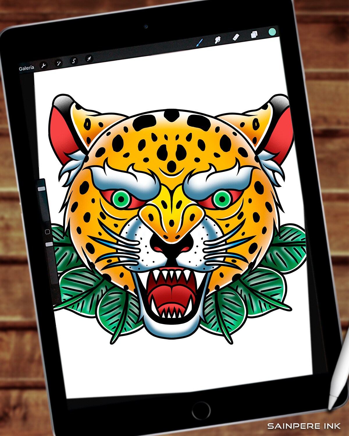 ArtStation - Leopard traditional tattoo