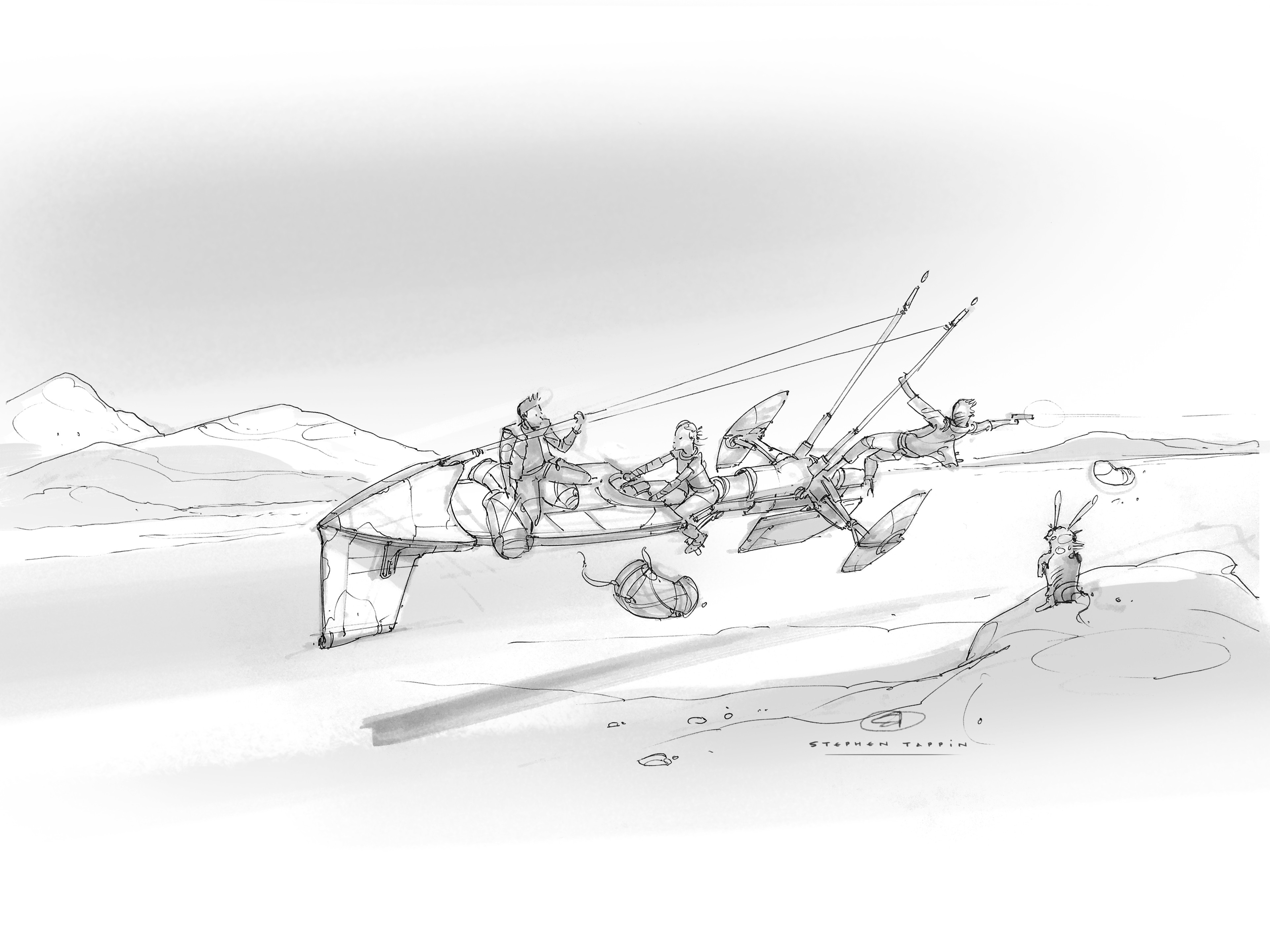 Stephen Tappin - Star Wars Ep 09 - Speeder Chase - from sketch to final art