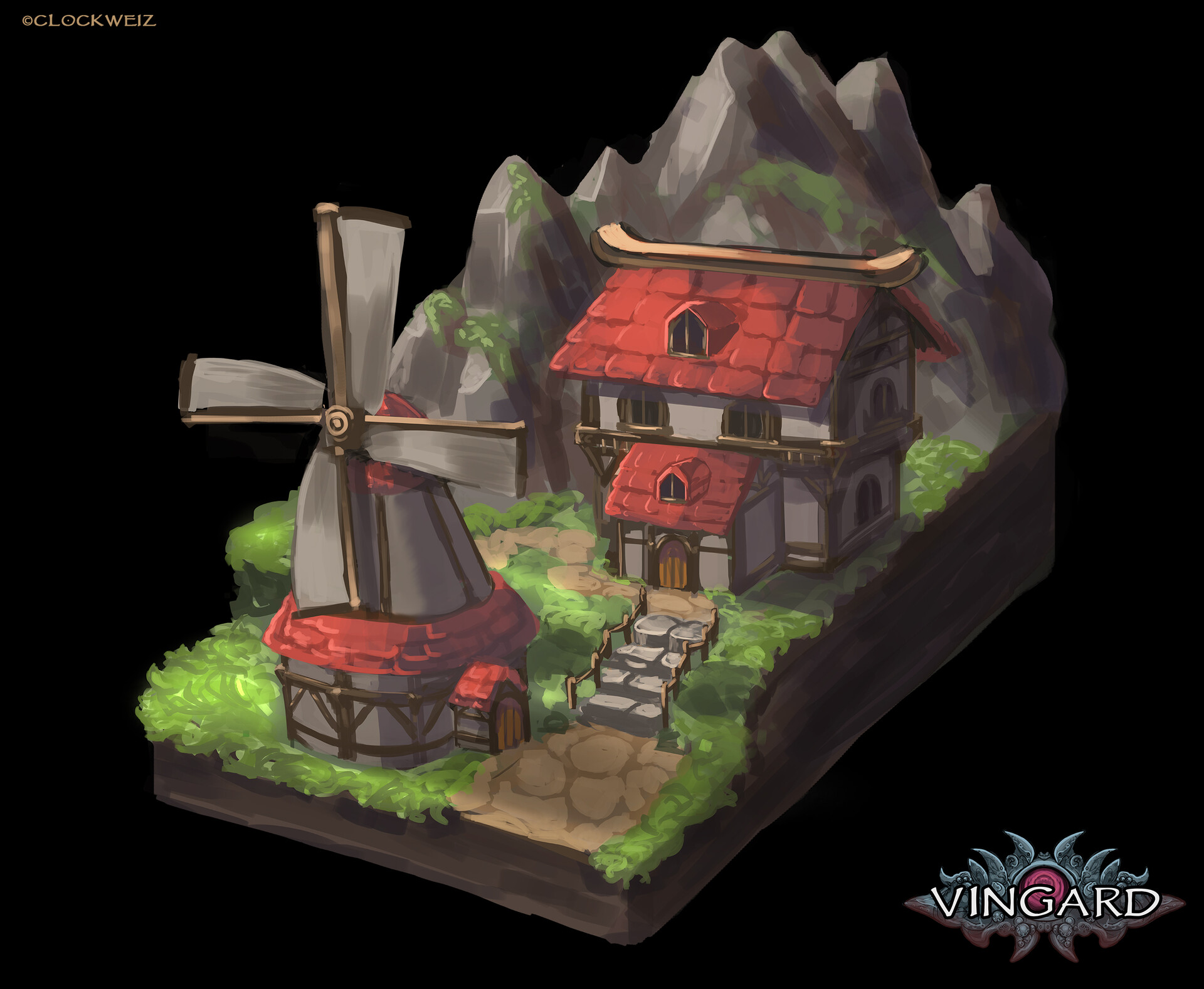 ArtStation - Talon Village - Home and Windmill Concept Art - VINGARD
