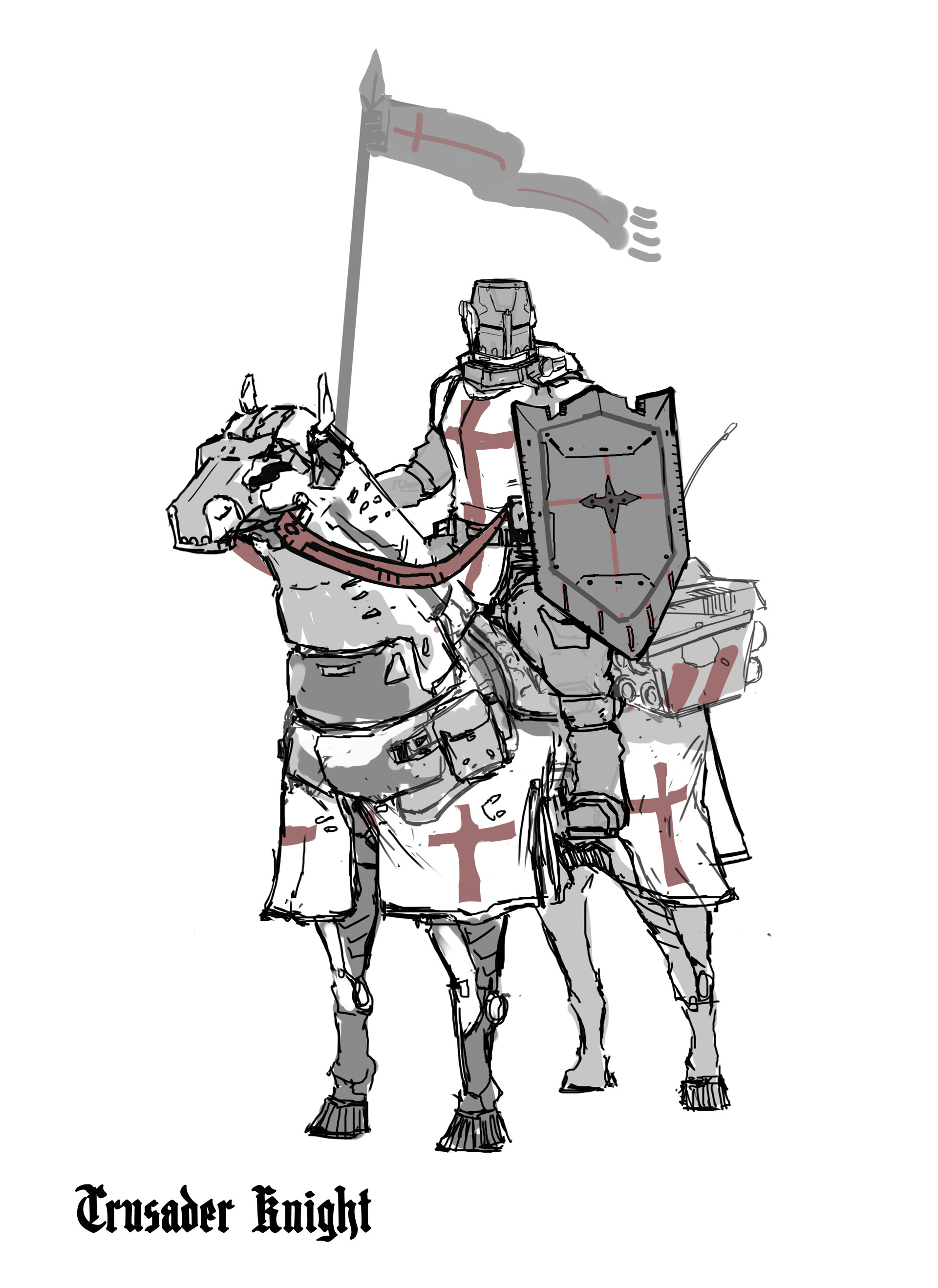how to draw crusader knight