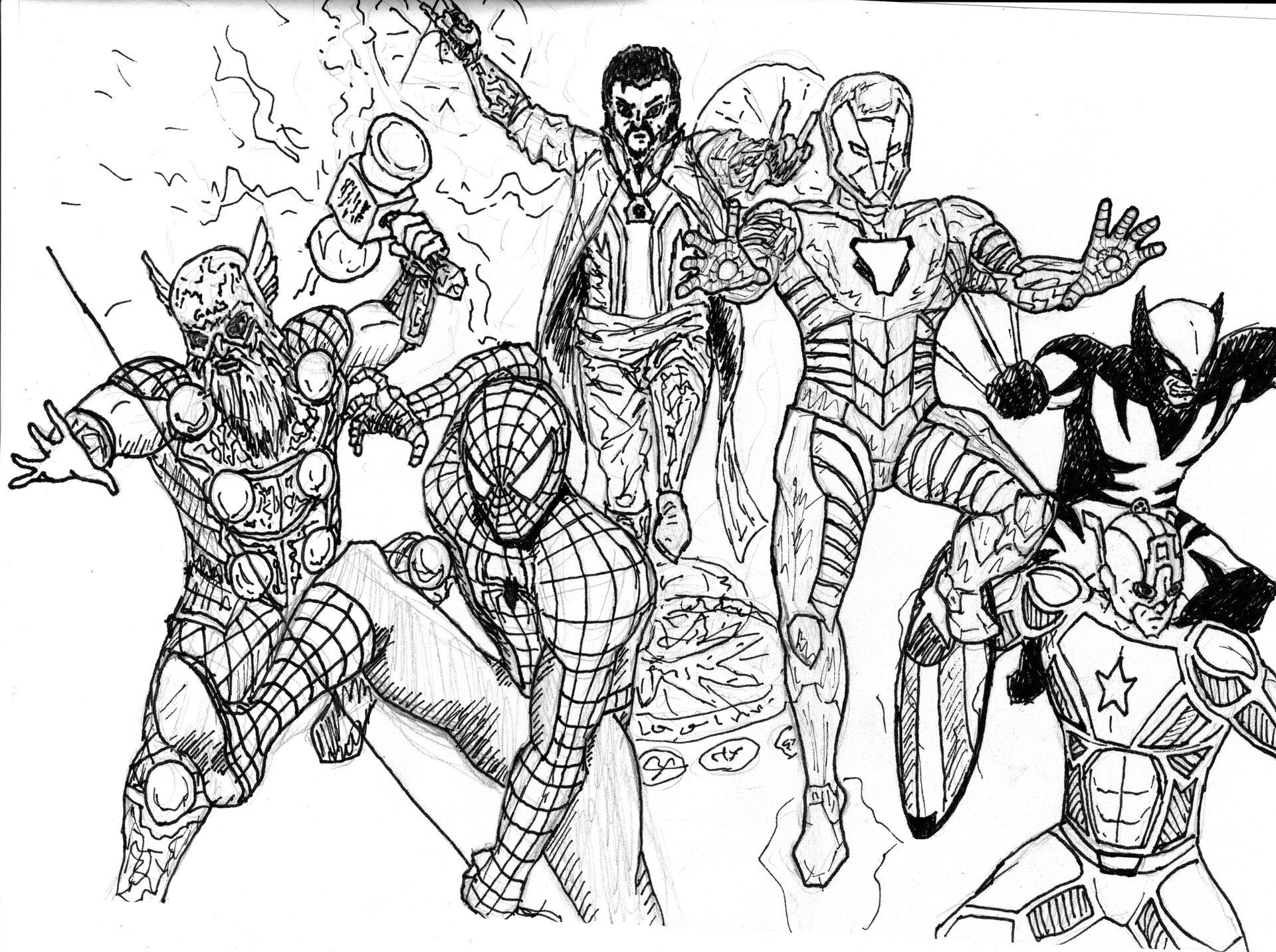 spiderman team coloring pages
