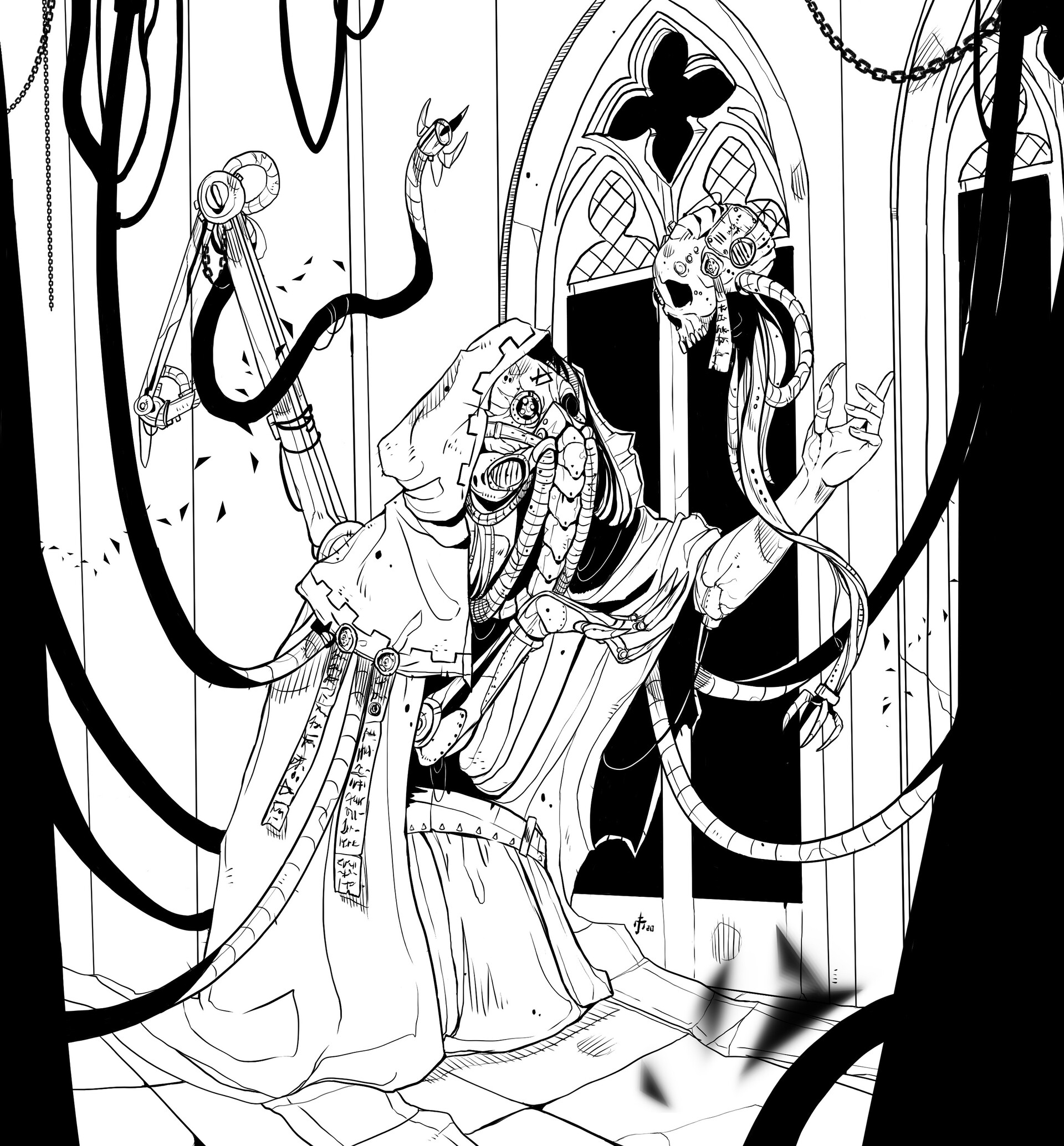 ArtStation - Tech Priest Warhammer 40K illustration