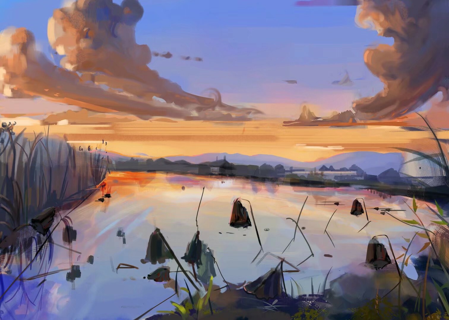 ArtStation - Winter lotus pond