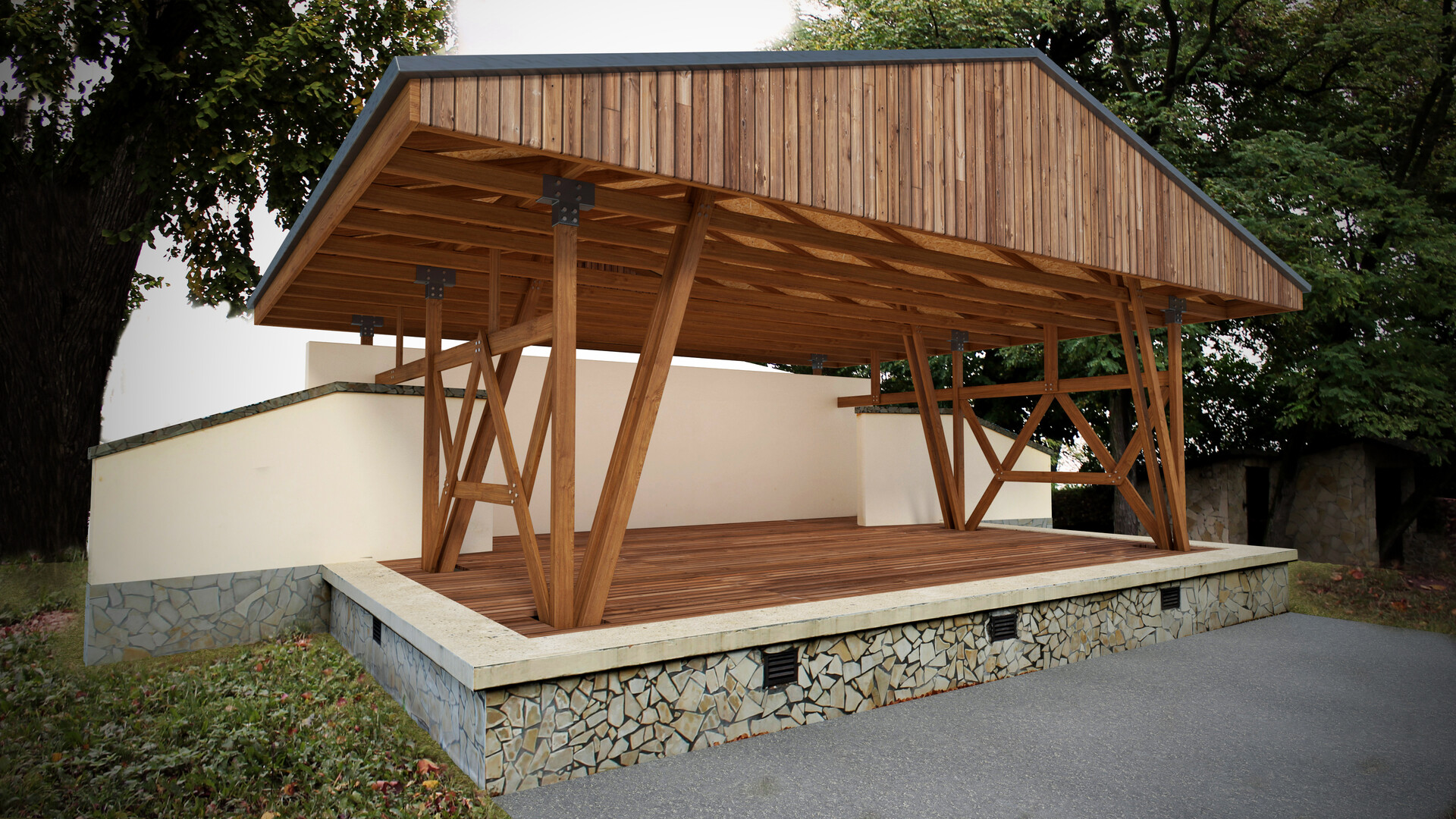 ArtStation - Roofing stage with wooden construction