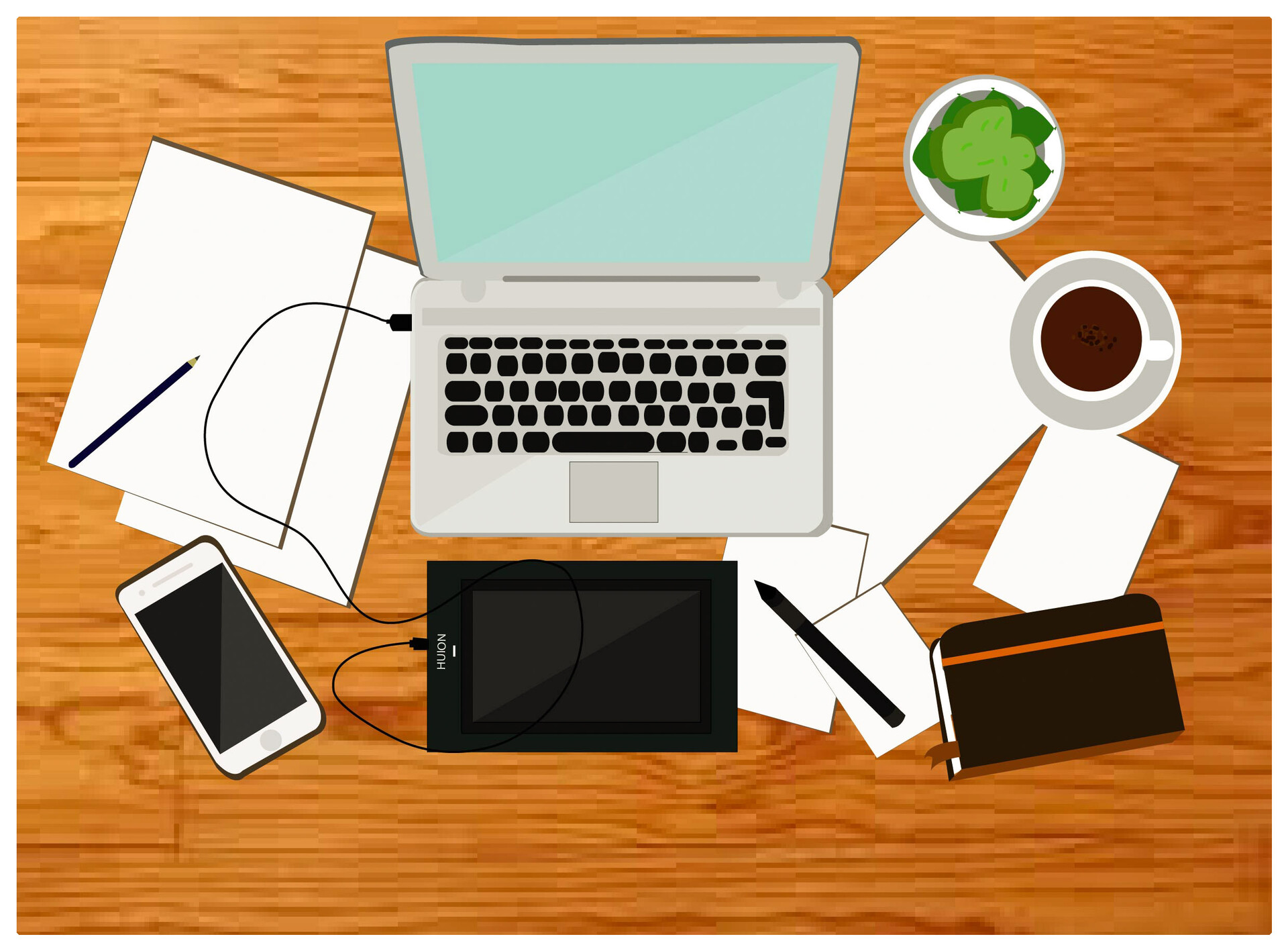 ArtStation - Top view of desk