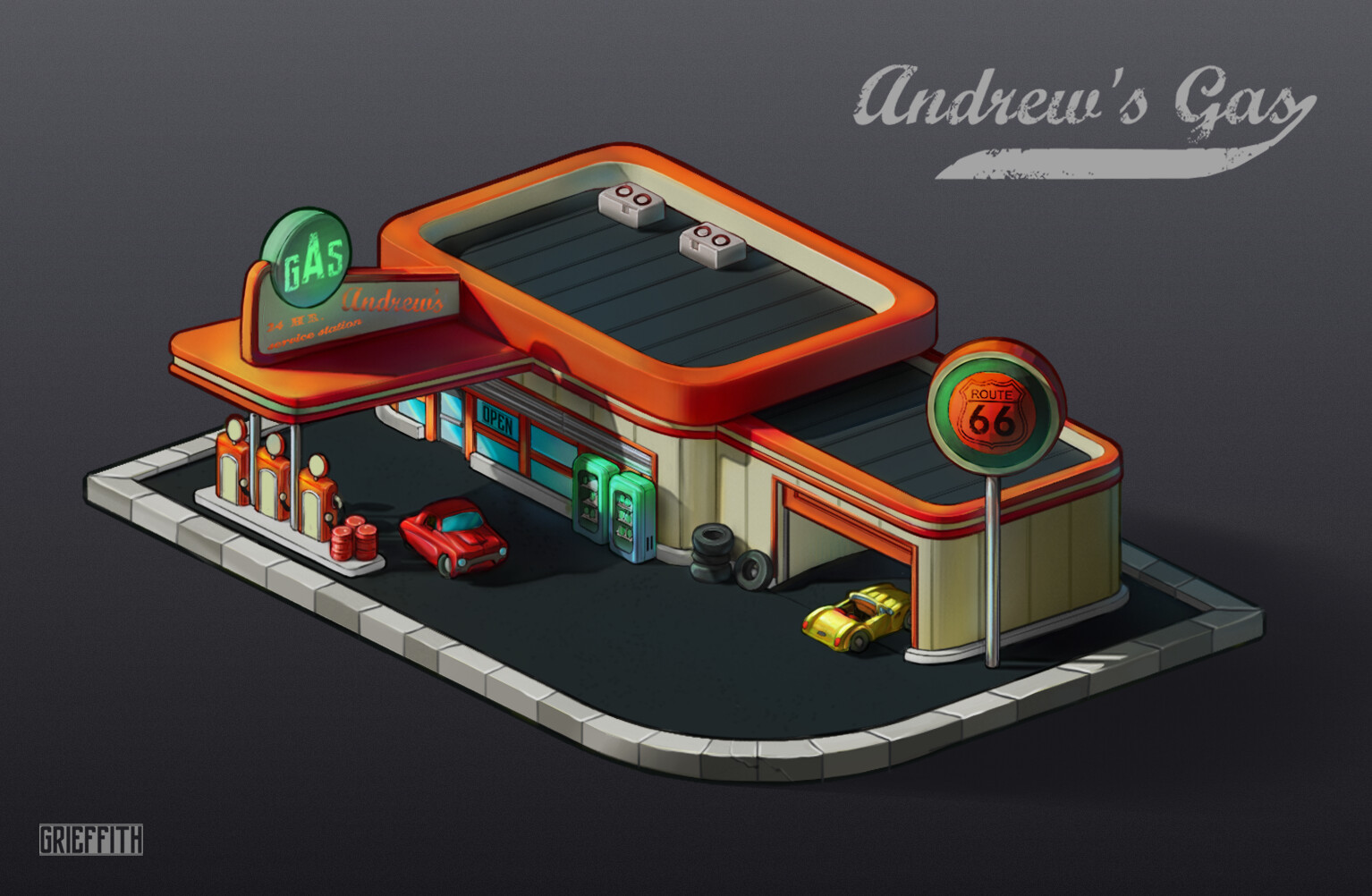 ArtStation - Gas station concept "Andrew's Gas"