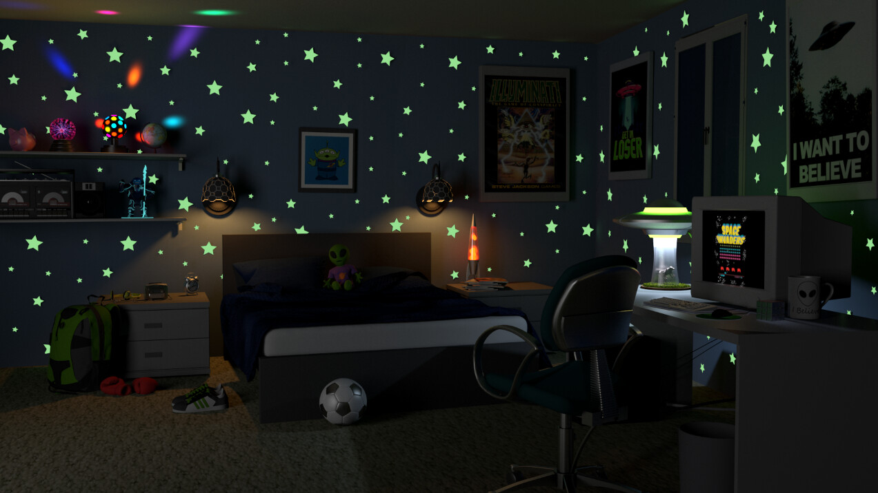 ArtStation - 90's Alien Themed Room
