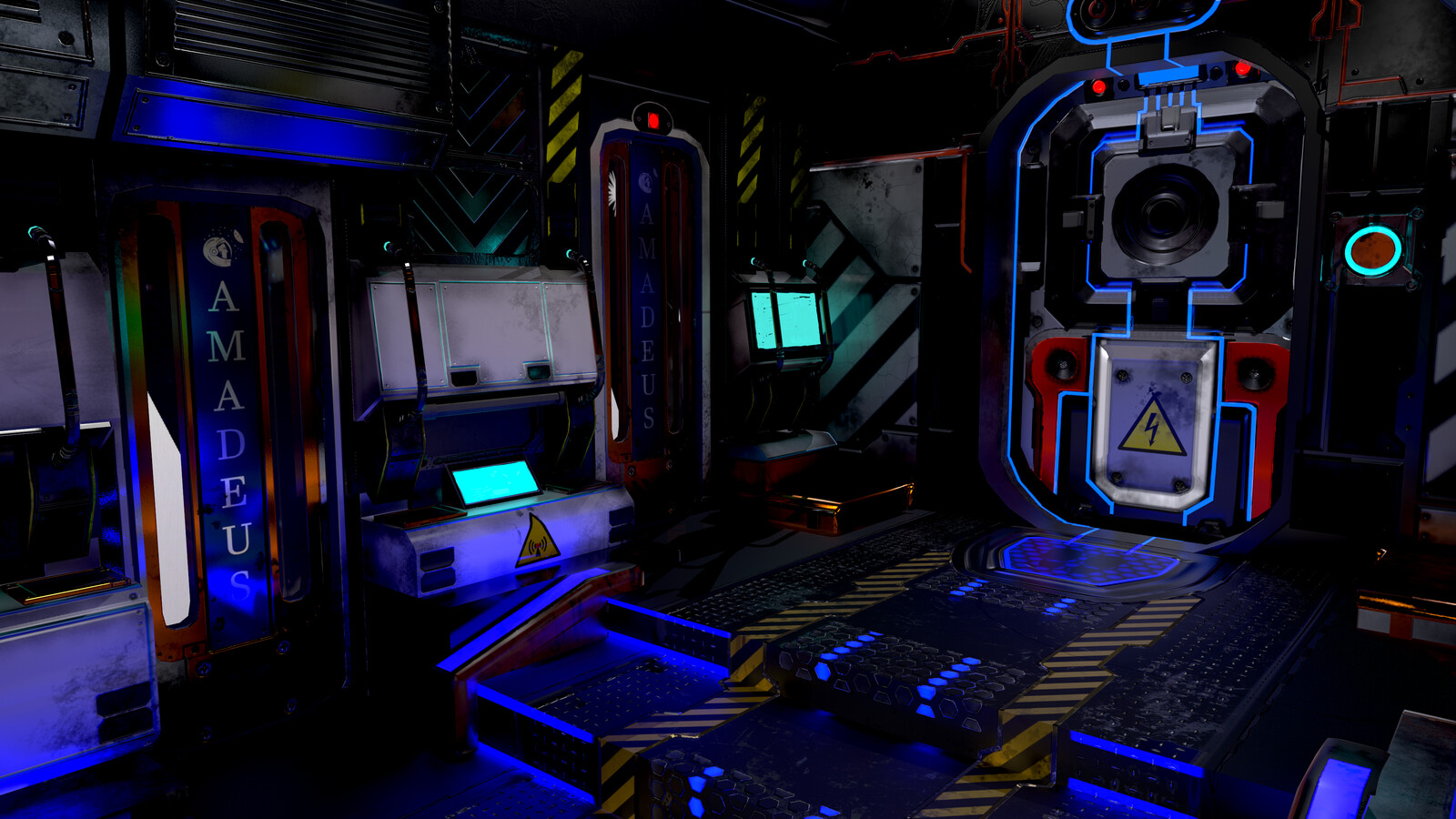 Almendra Bilos - Sci Fi Indoor Blue Spaceship