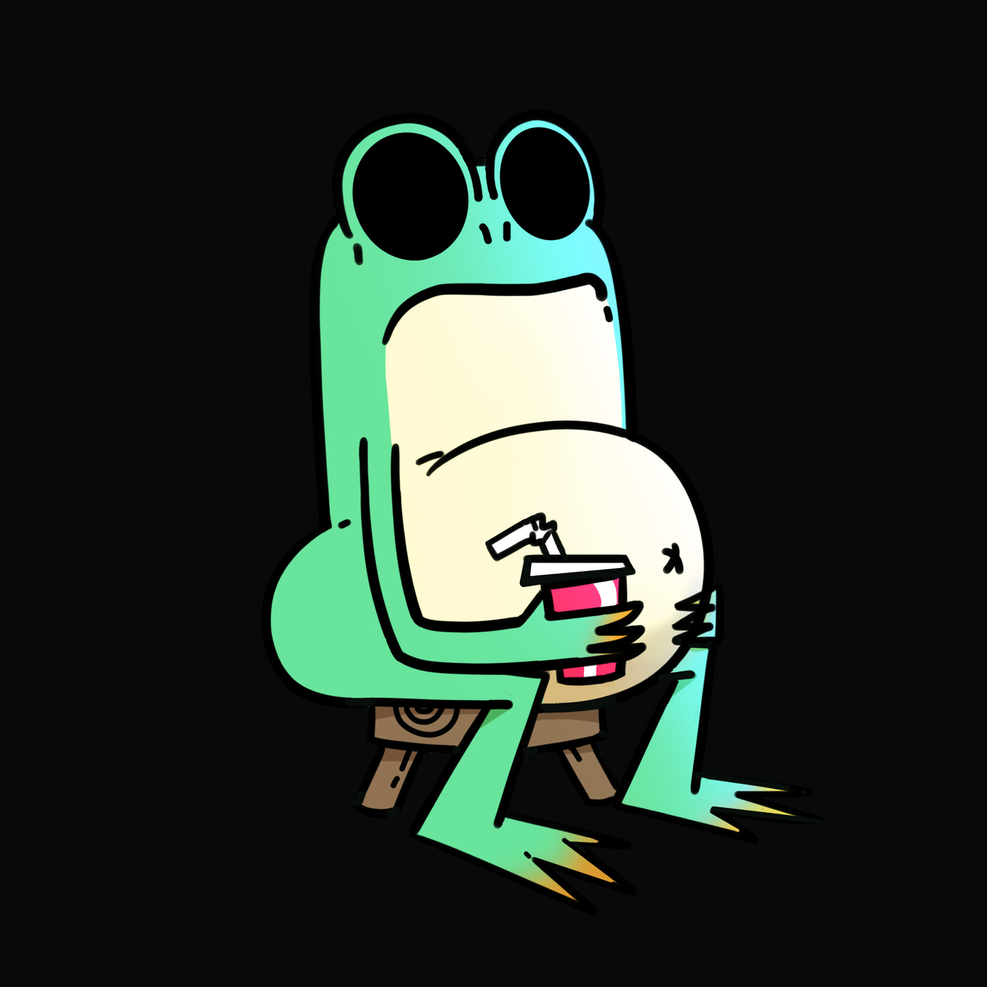 ArtStation - Frog family：TV time.