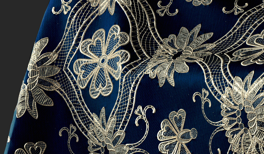 Olha Ivanchenko - Lace fabric. Embroidery. Realistic render