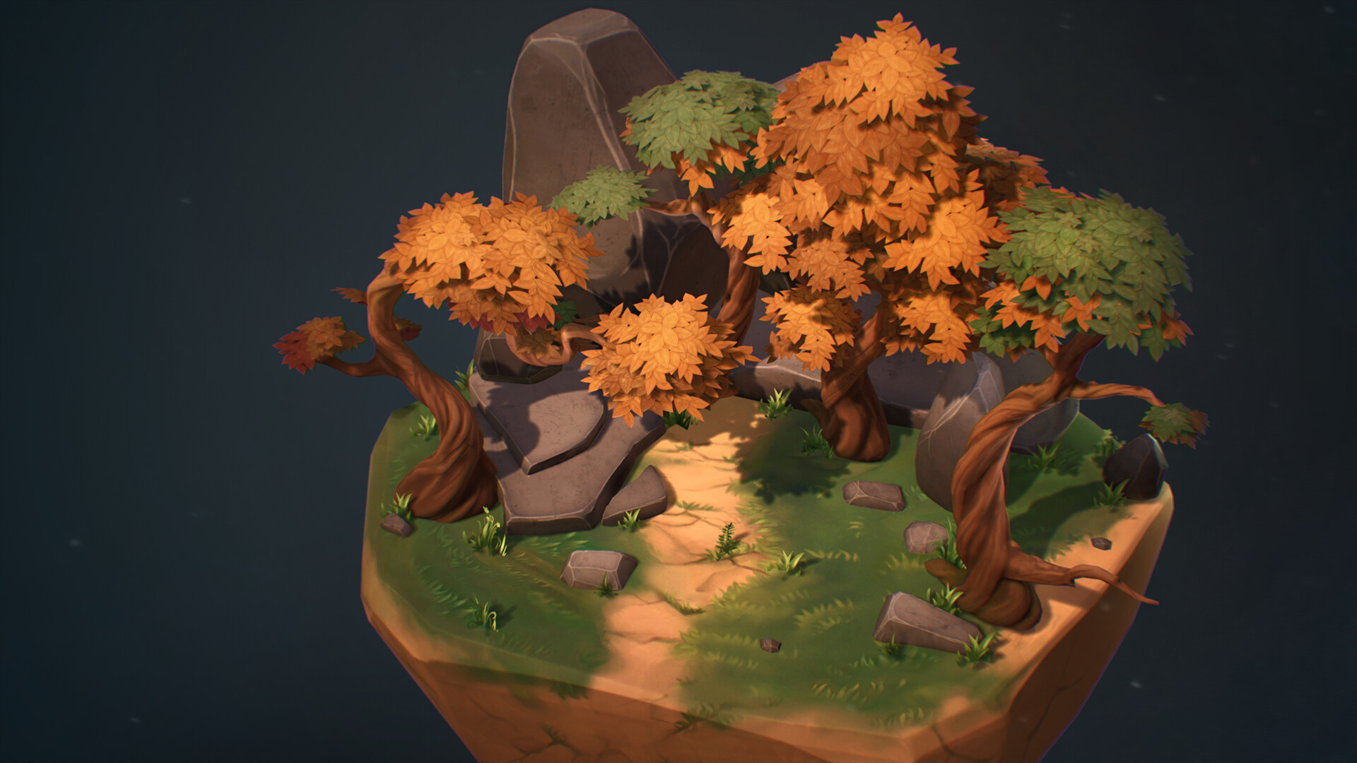 ArtStation - Stylized Forest Path Diorama