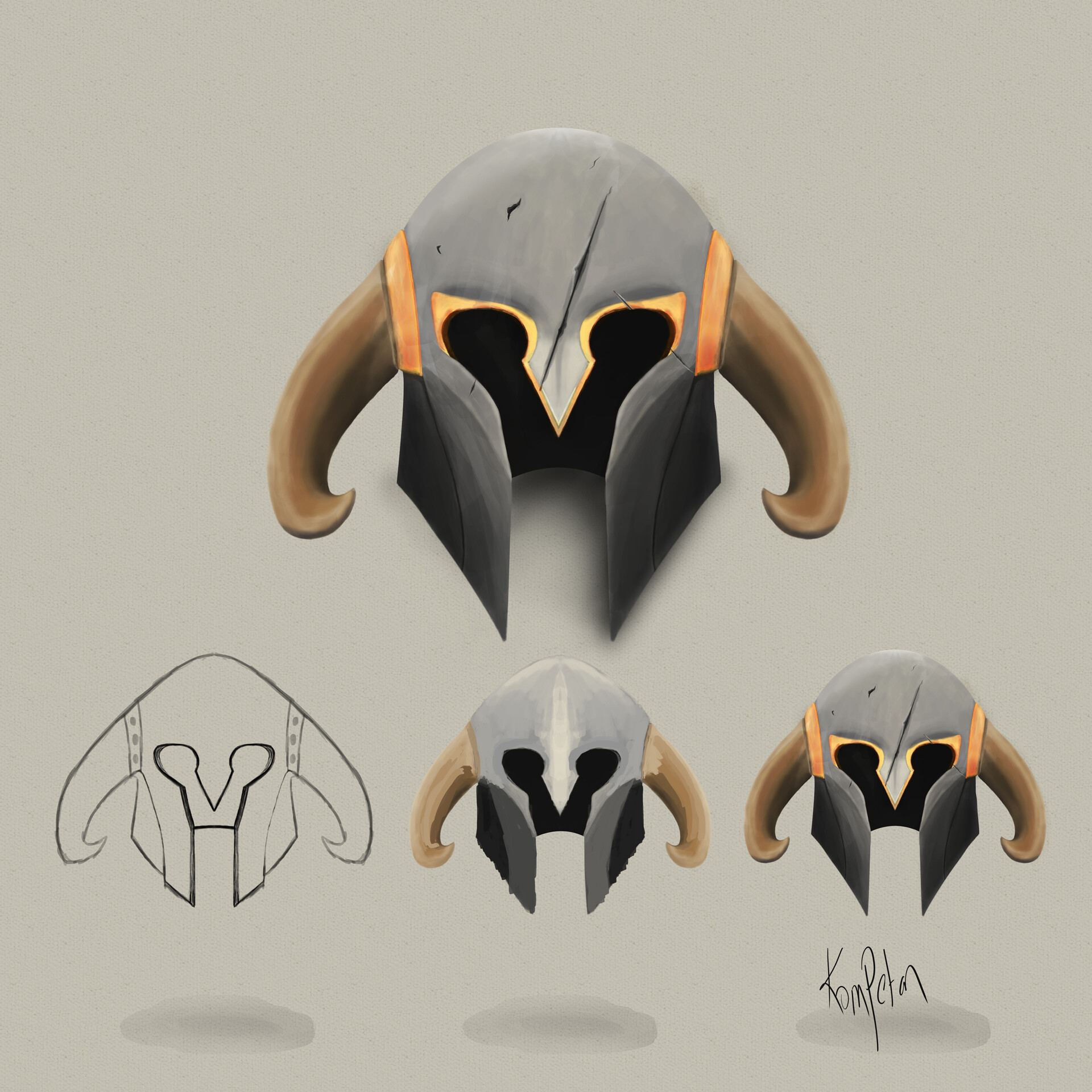 ArtStation - Ancient Warrior Helmet Sketch