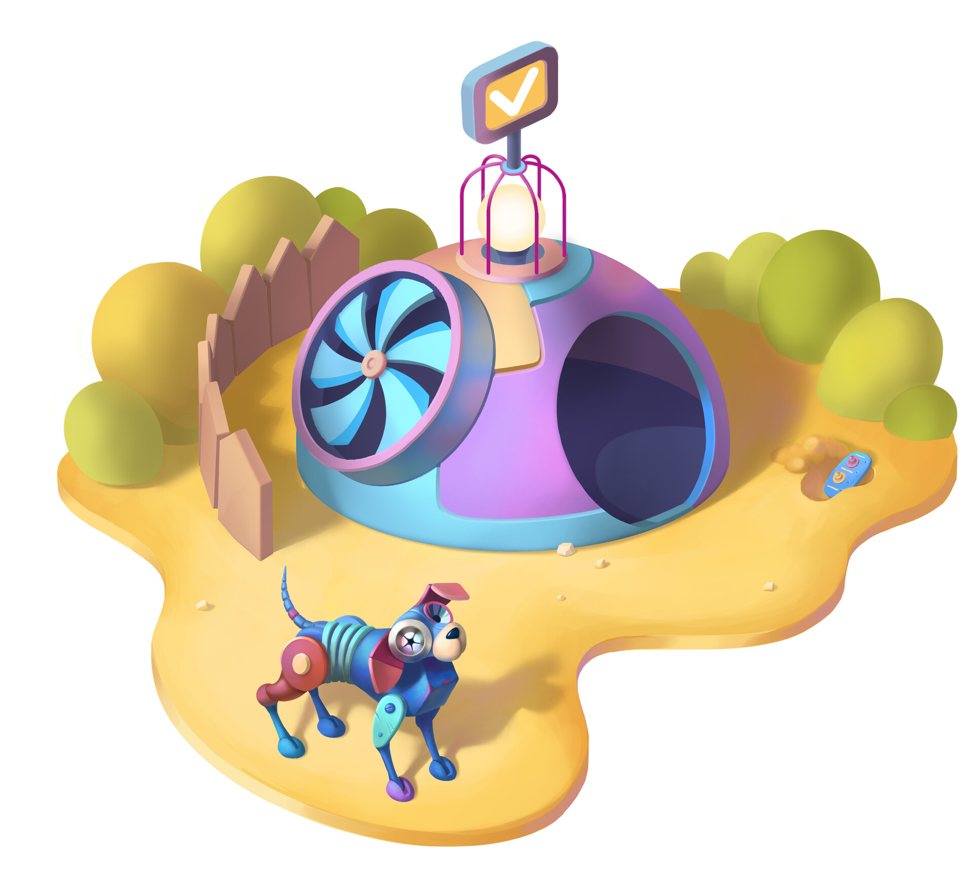 ArtStation - Robot dog and his booth — game concept