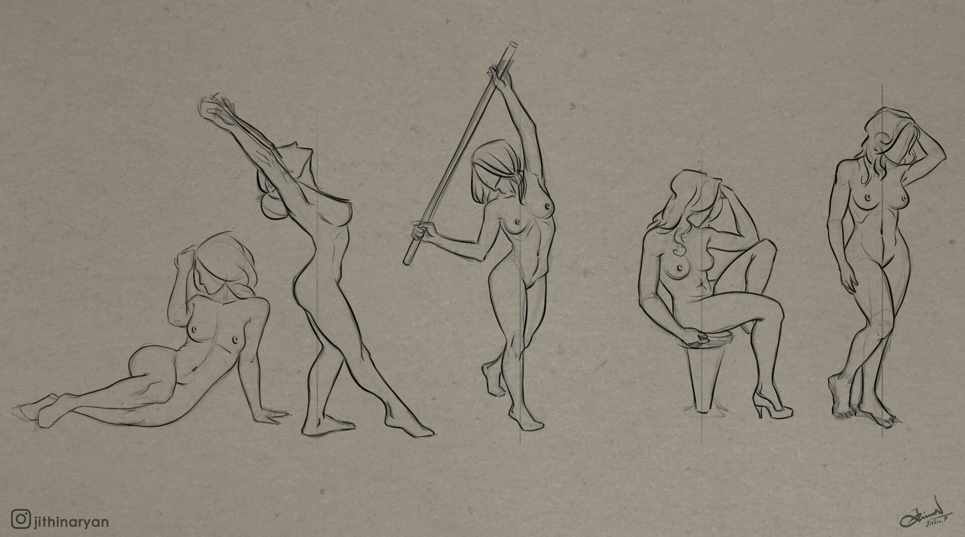 ArtStation - Female Anatomy Poses- Practice