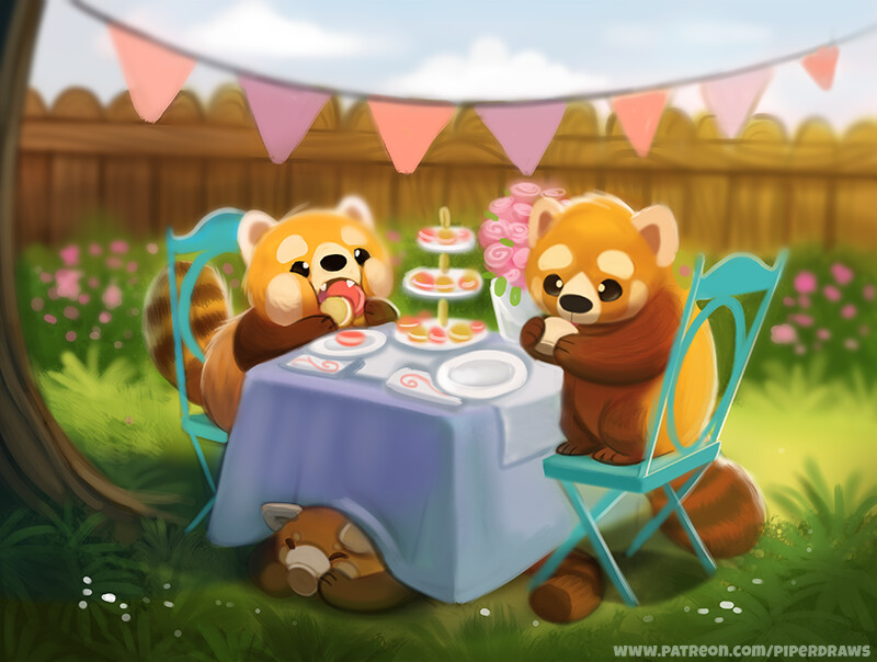 ArtStation - #2675. Red Panda Tea Party - Illustration