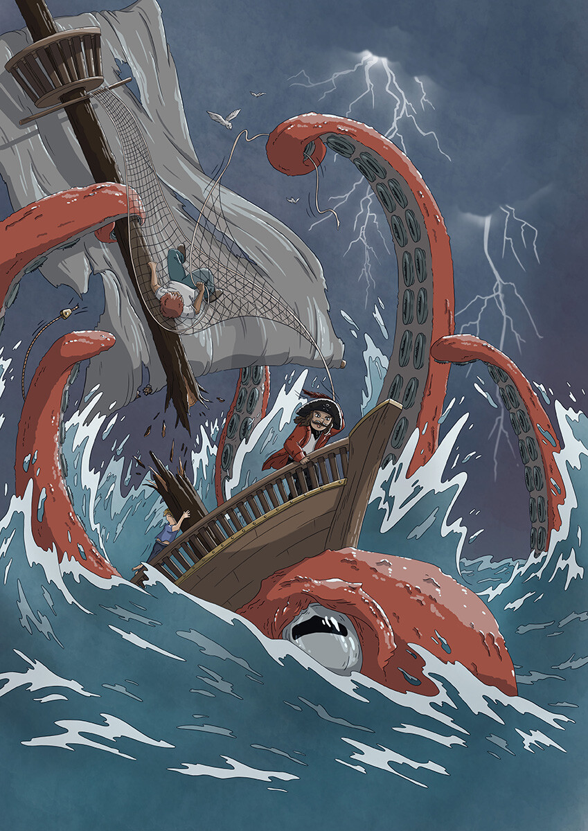 Kraken Attacking Pirate Ship Kraken Ship Photos, Images And Pictures