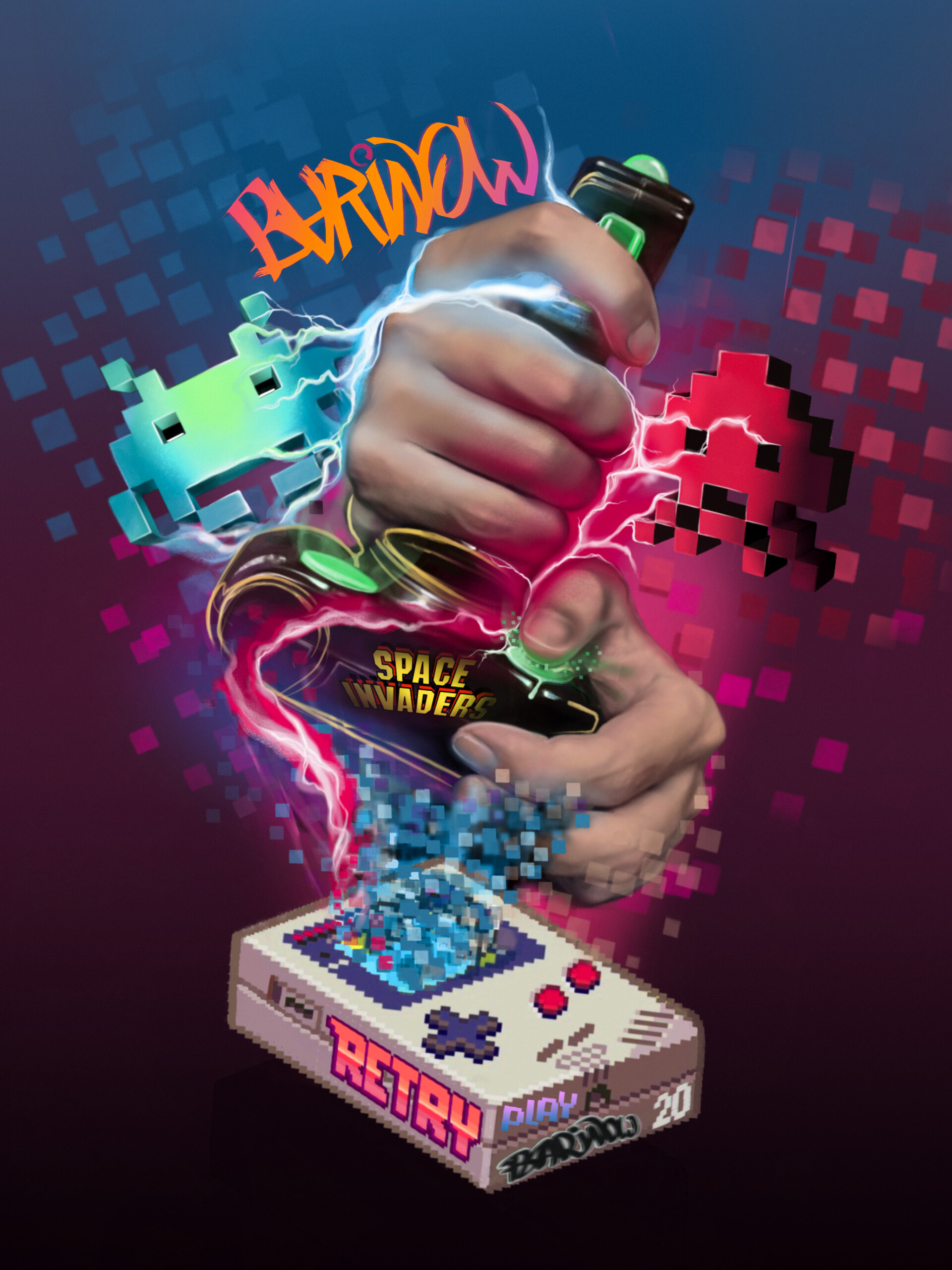 ArtStation - 🔥fan art 🕹space invaders🕹20🔥