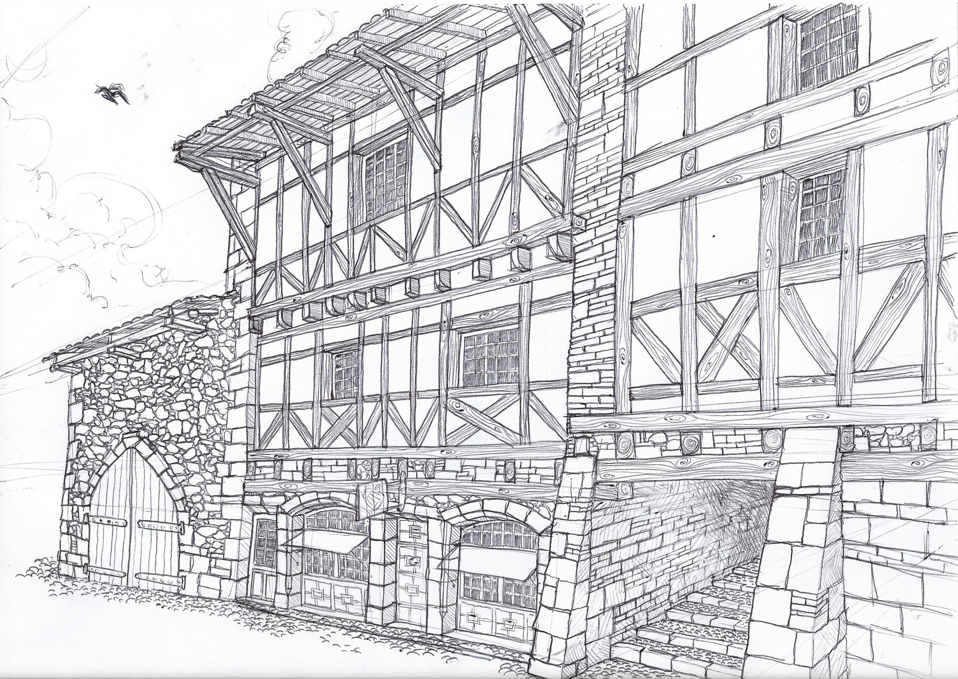 ArtStation - Old work... Medieval building sketches