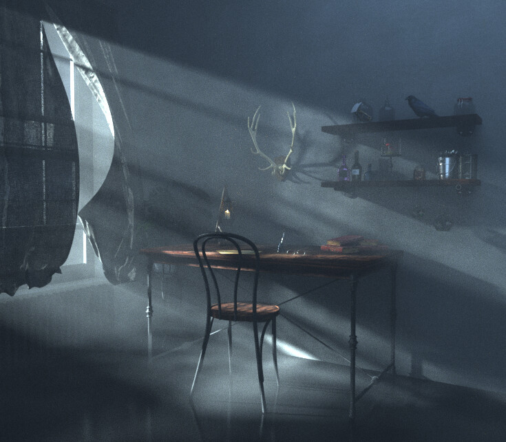 ArtStation - 3D Spooky Writer's Office/Desk