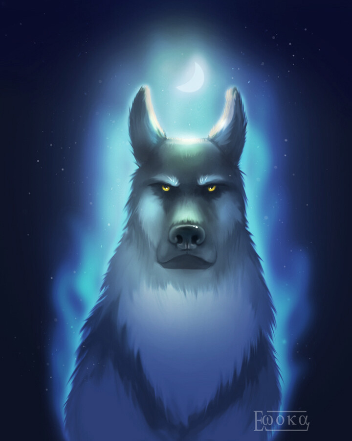 Anime Moon Wolf
