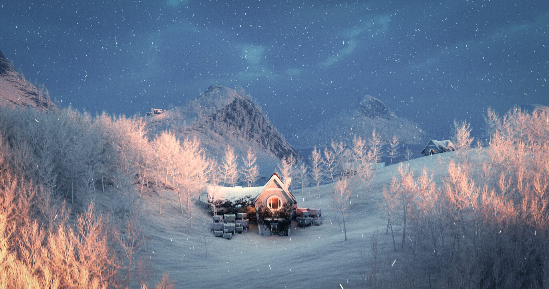 ArtStation - Snowy Exterior Lighting Study