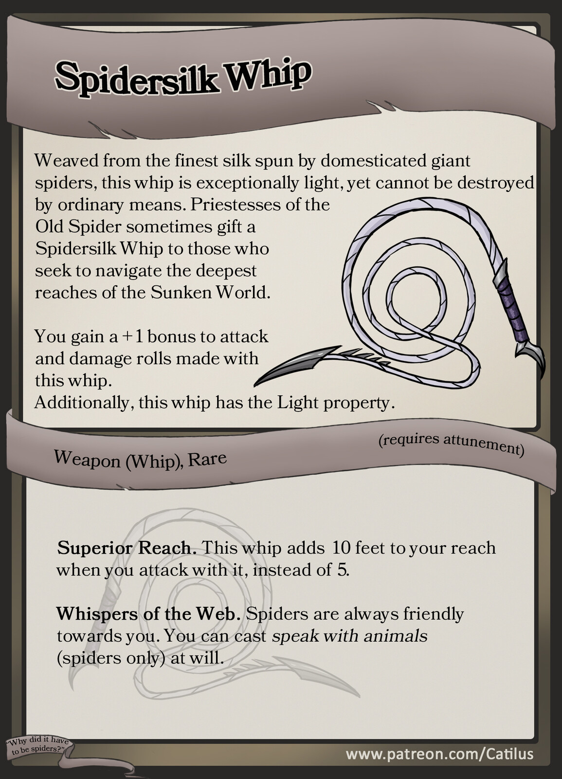 Catilus / Christina Kritikou - Spidersilk Whip – D&D Item