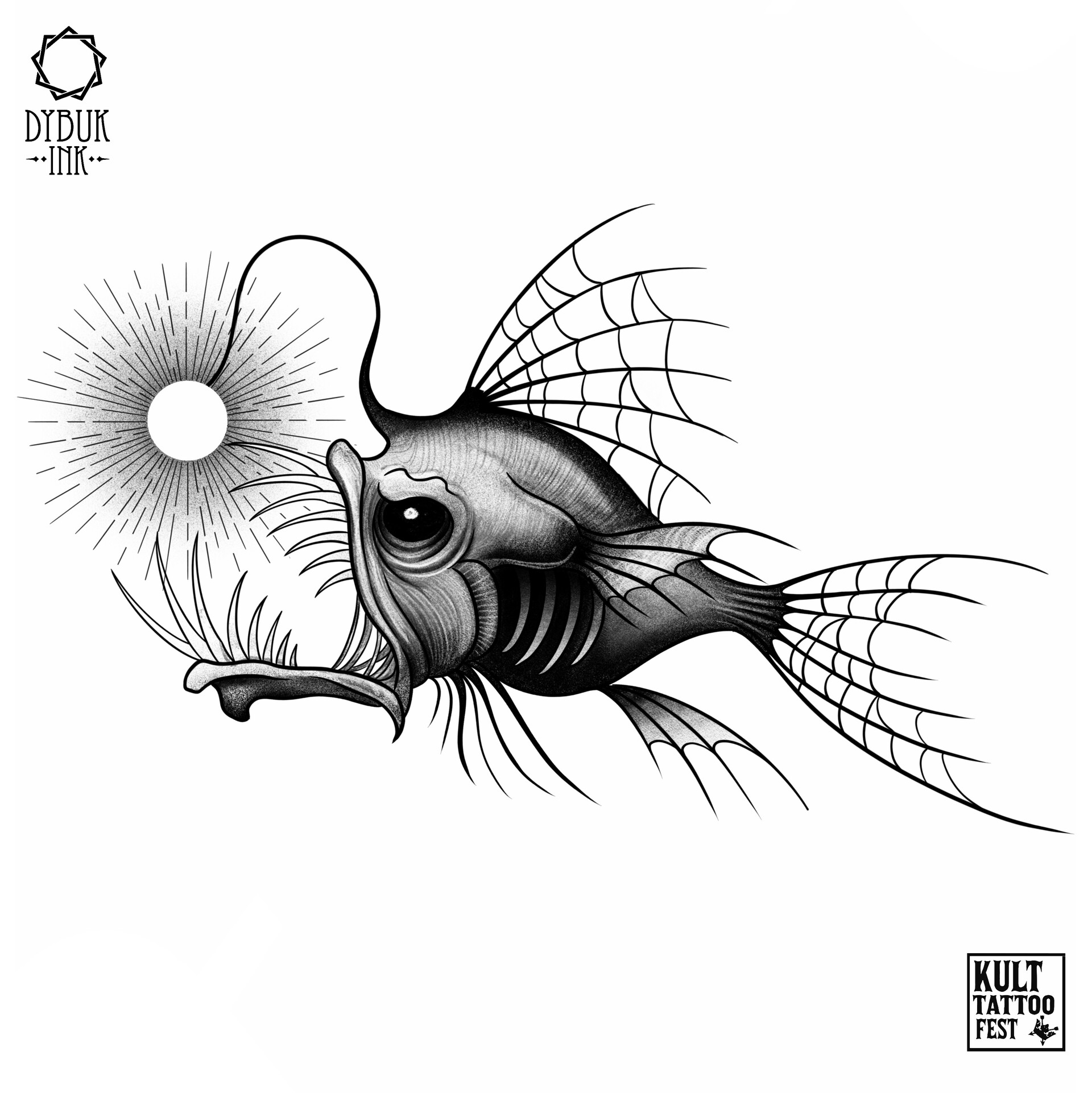 Angler Fish Tattoo Black And White