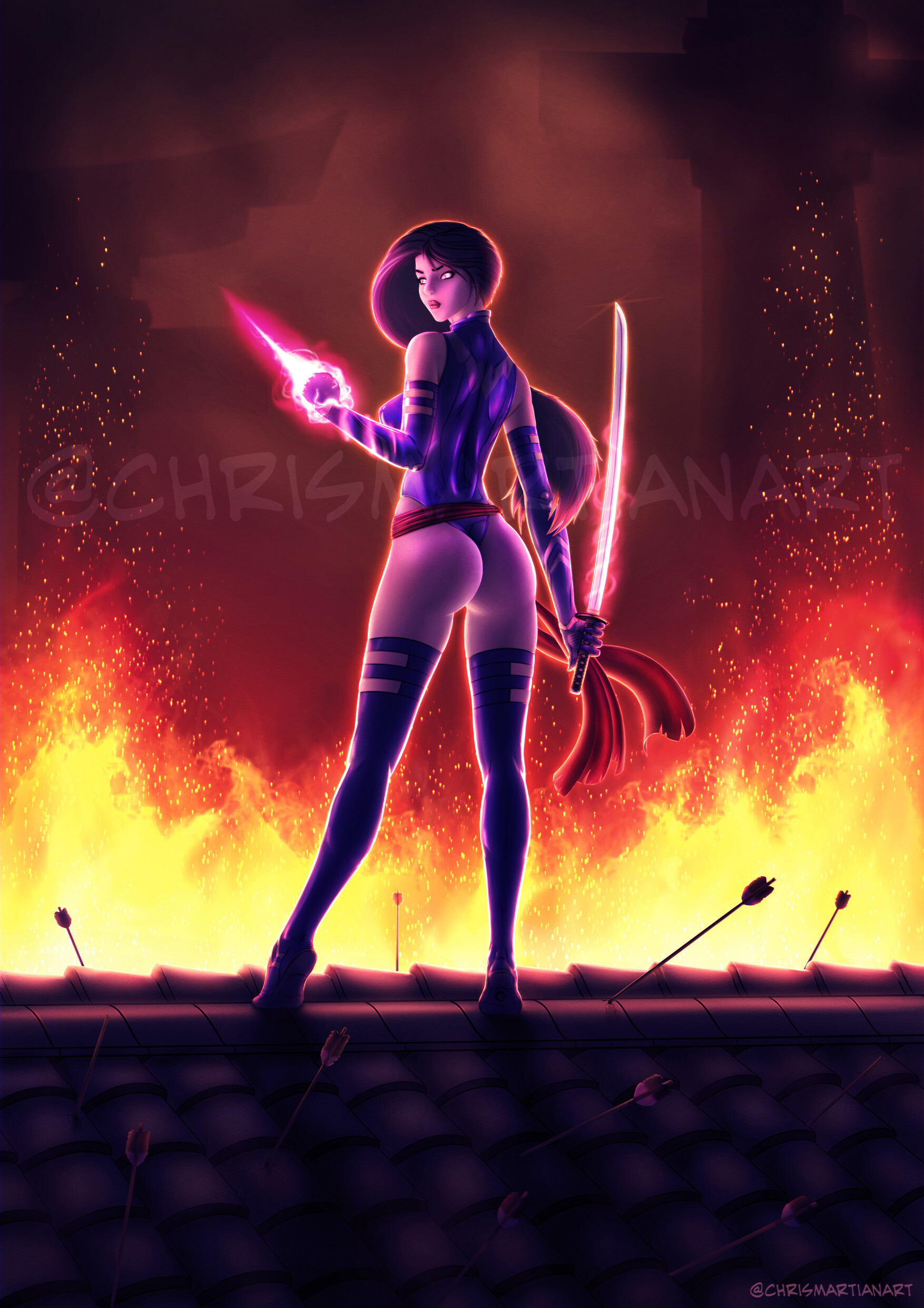 ArtStation - (Psylocke) Psionic Ninja by ChrisMartianArt