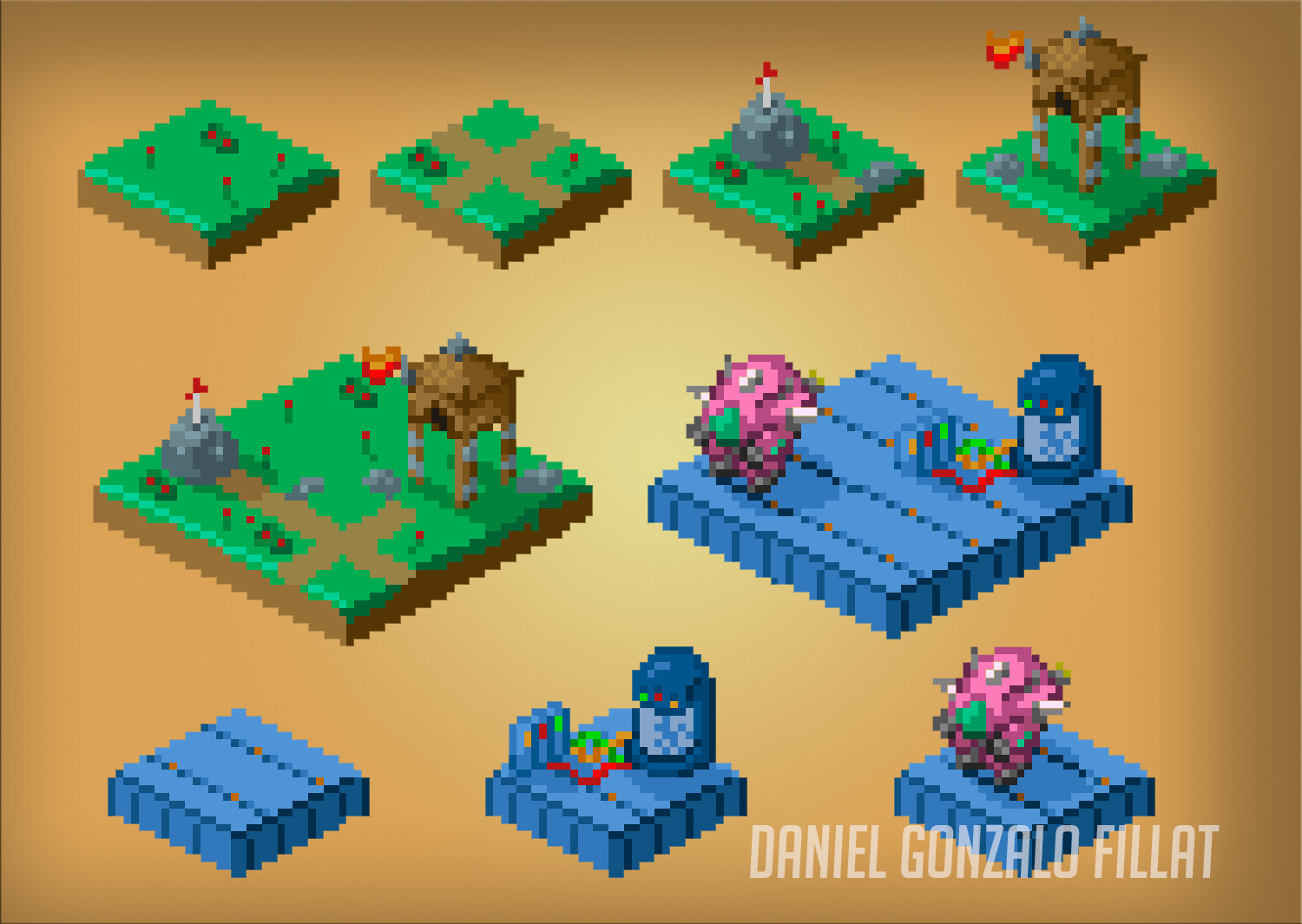 ArtStation - Rustic -Futuristic Pixel Art Tiles