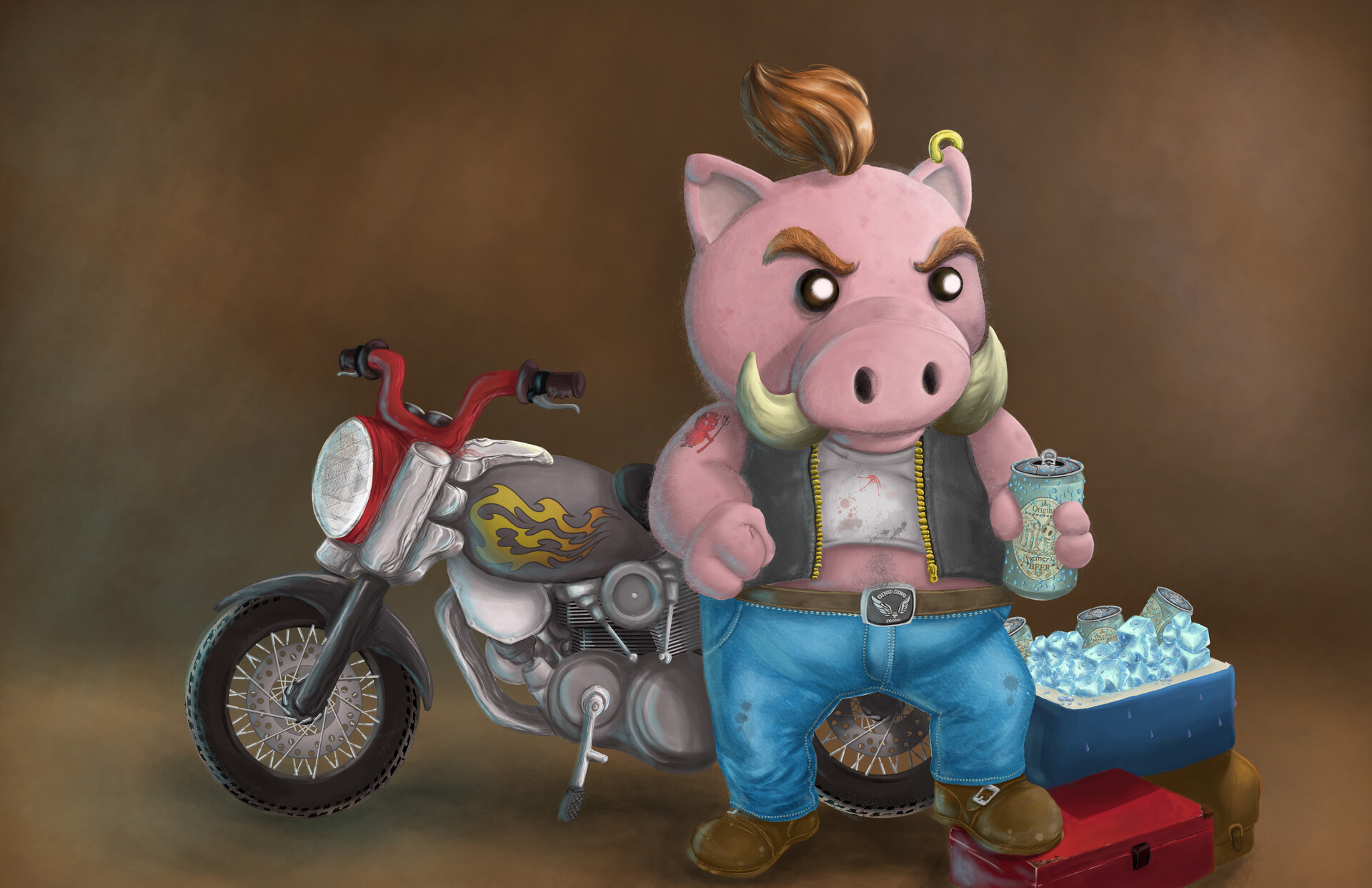 ArtStation - Wild pig biker