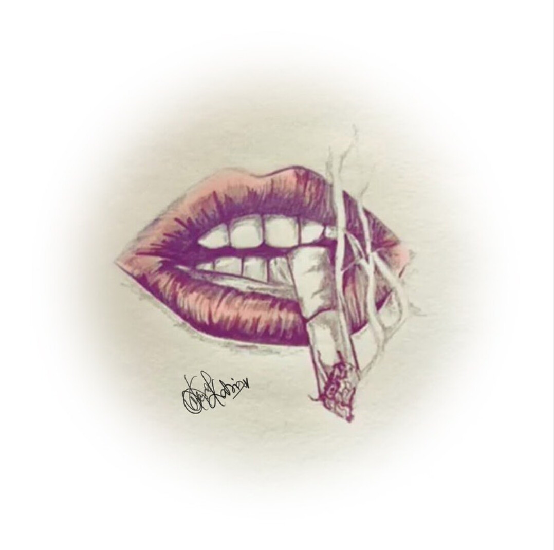 Cigarette In Lips Drawing