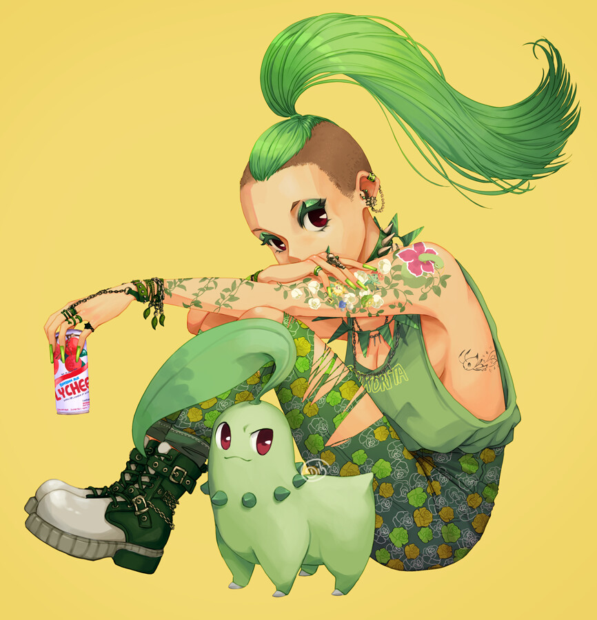 ArtStation - Pokemon gijinka - Chikorita
