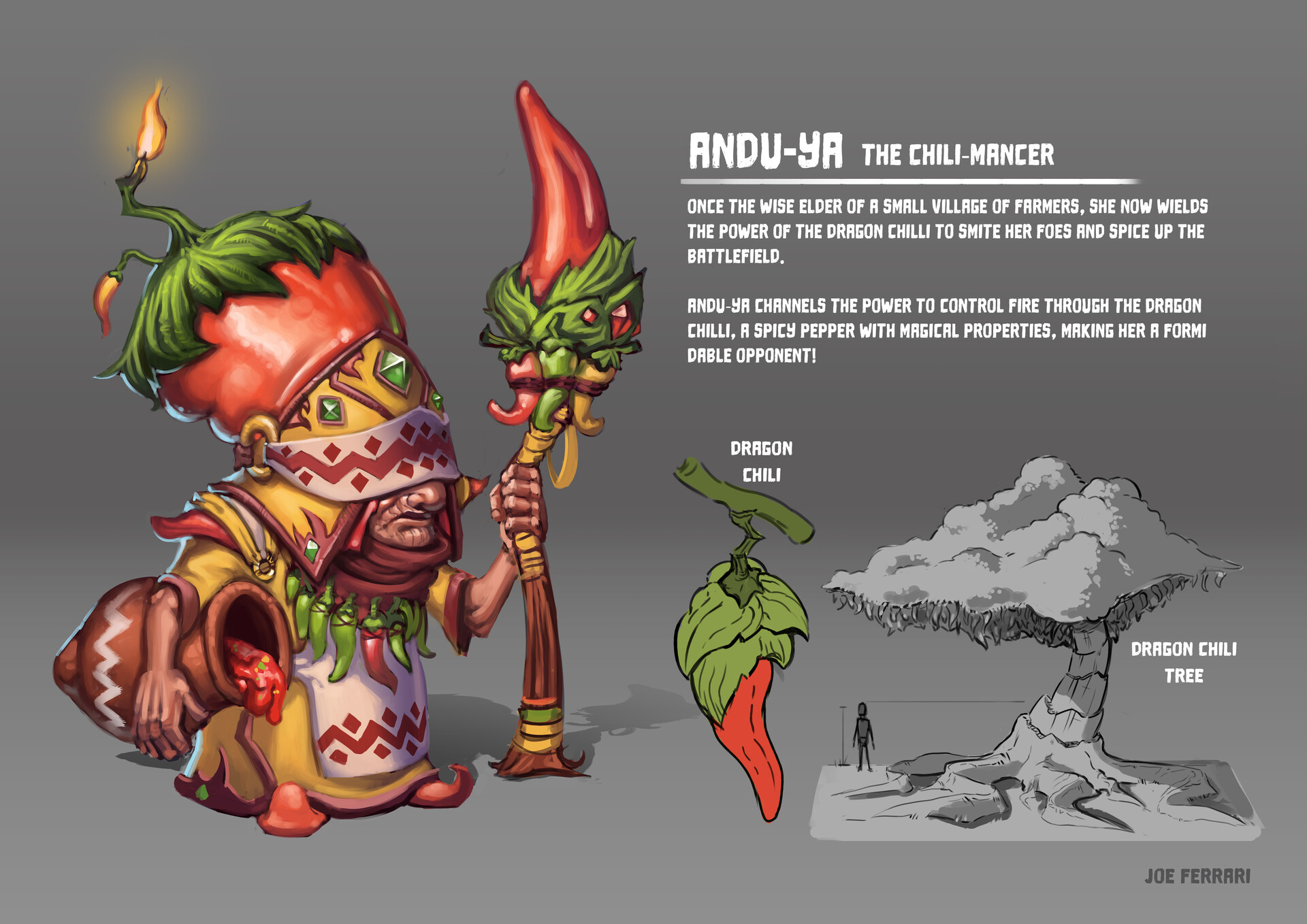 ArtStation - Character Design: Andu-ya the Chili-Mancer