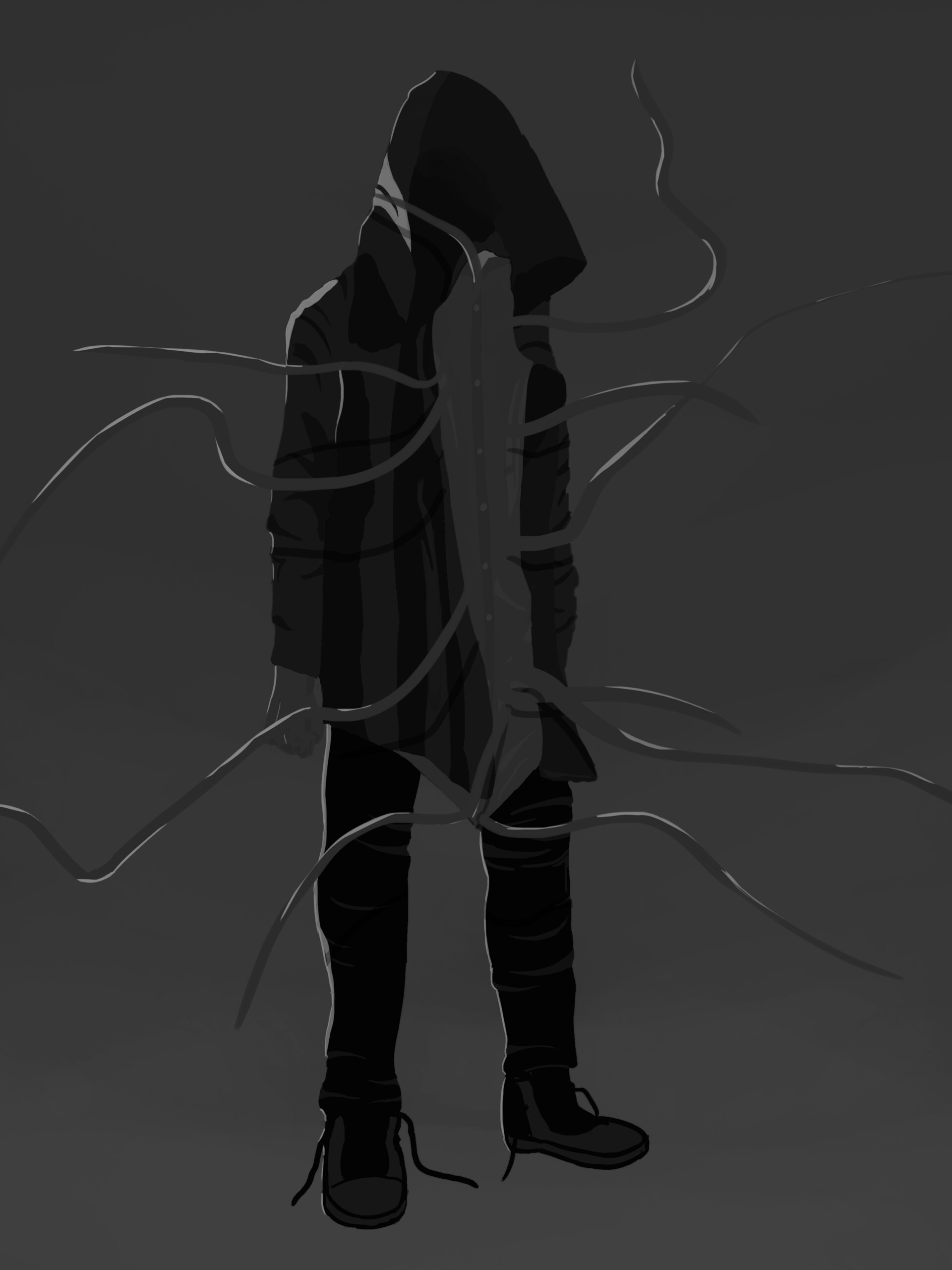 Cloaked Man Drawing
