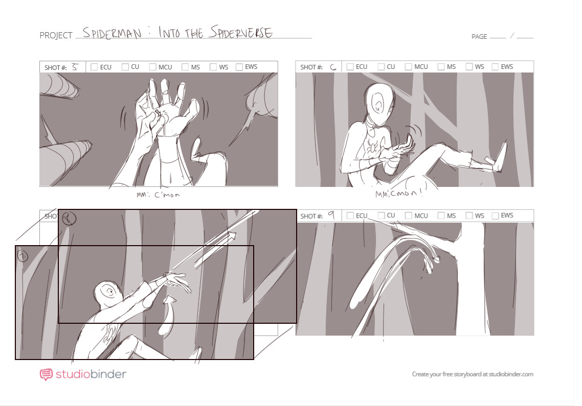Finnegan Todd - Storyboards || Spider-Man: Into the Spiderverse