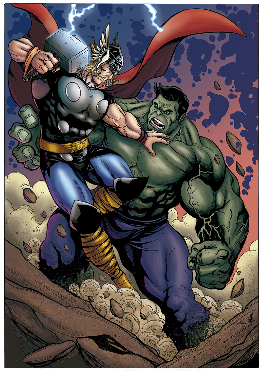 ArtStation - Hulk vs Thor - Digital Colors