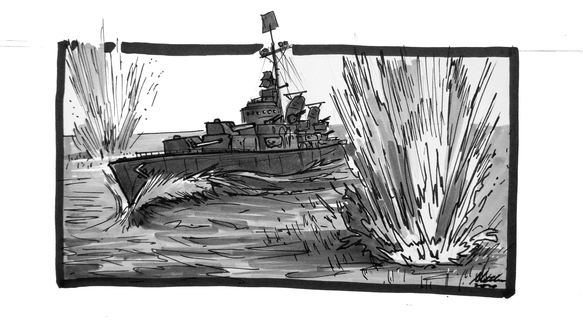 Destroyer Ship Drawing
