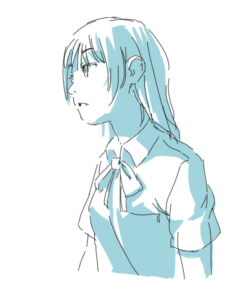 anime looking down reference