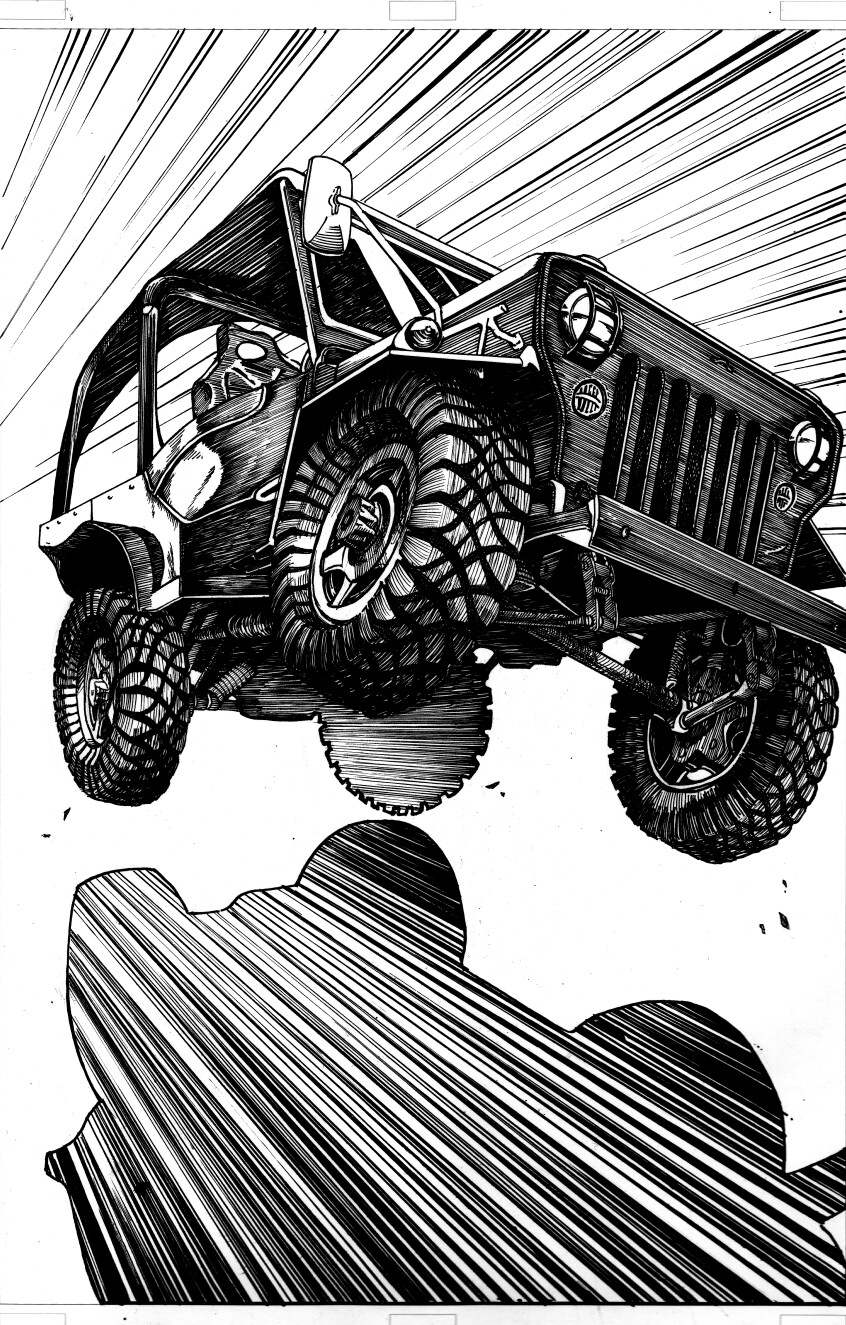 ArtStation - jeep, line art,my past manga study work