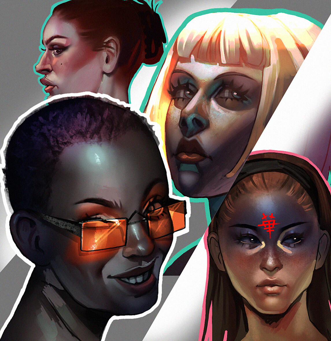 ArtStation - Headshot color practice (+sketches)