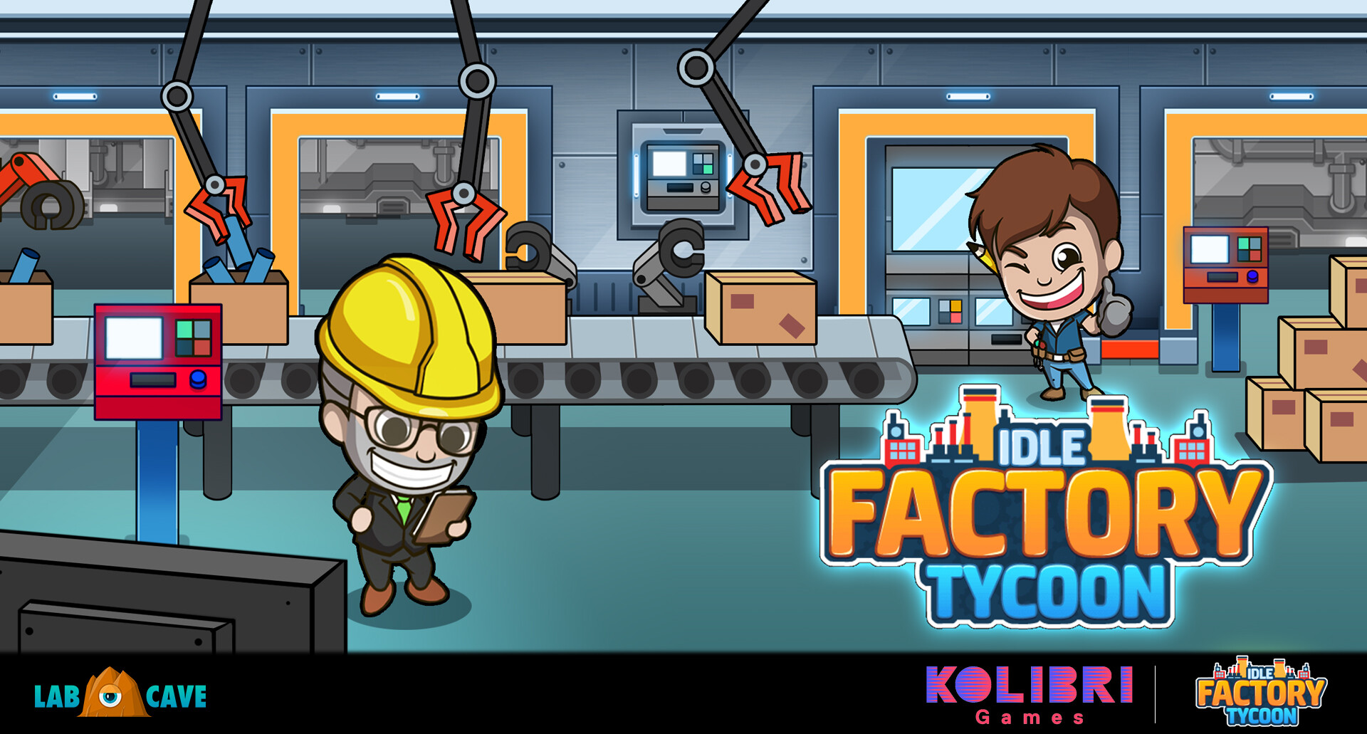 LAB CAVE - Idle Factory Tycoon - Feature Graphic