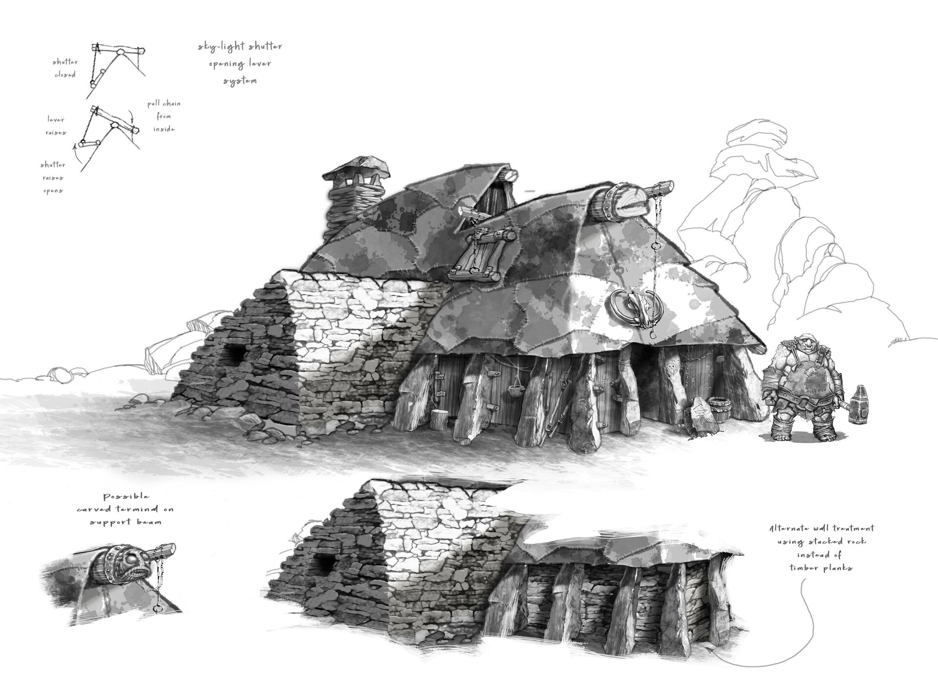 ArtStation - The Ogre's Blacksmith shop-exterior_concept Art