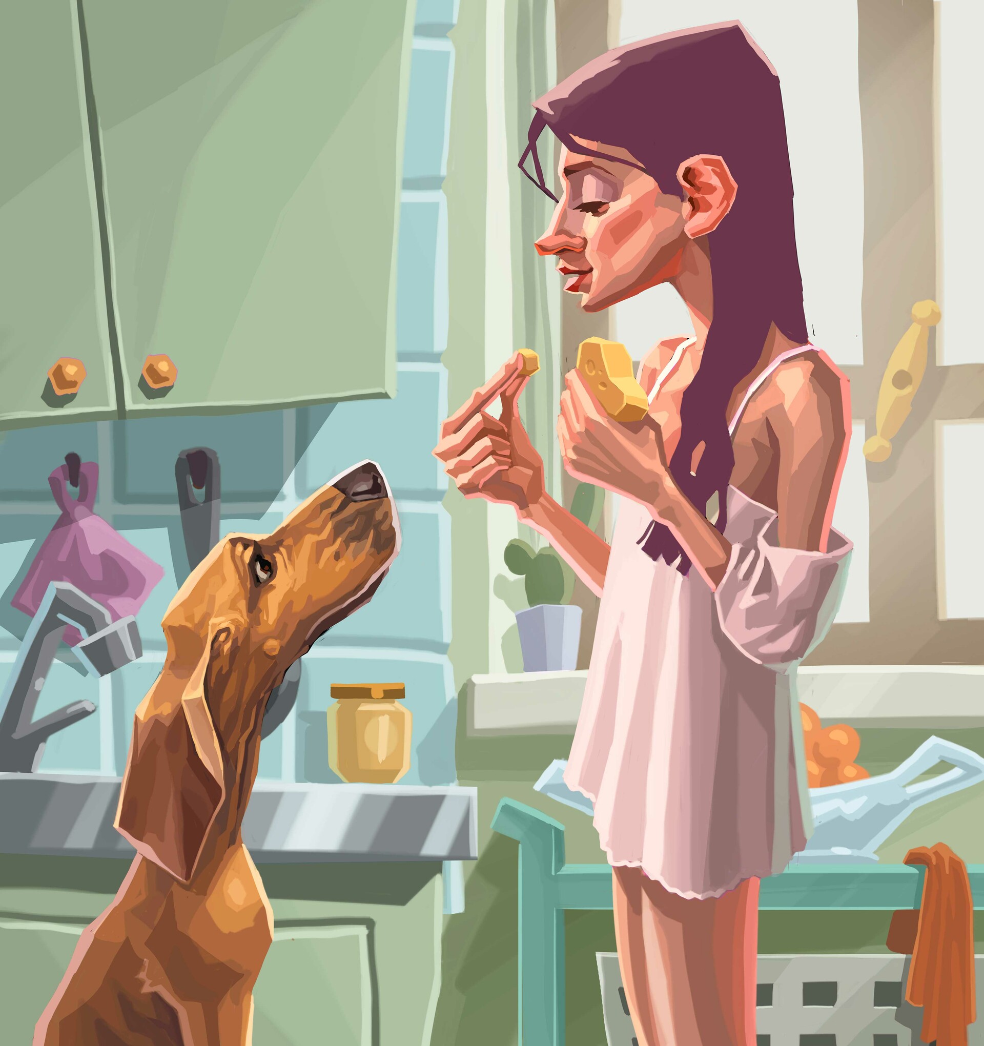 ArtStation - Dog in the kitchen