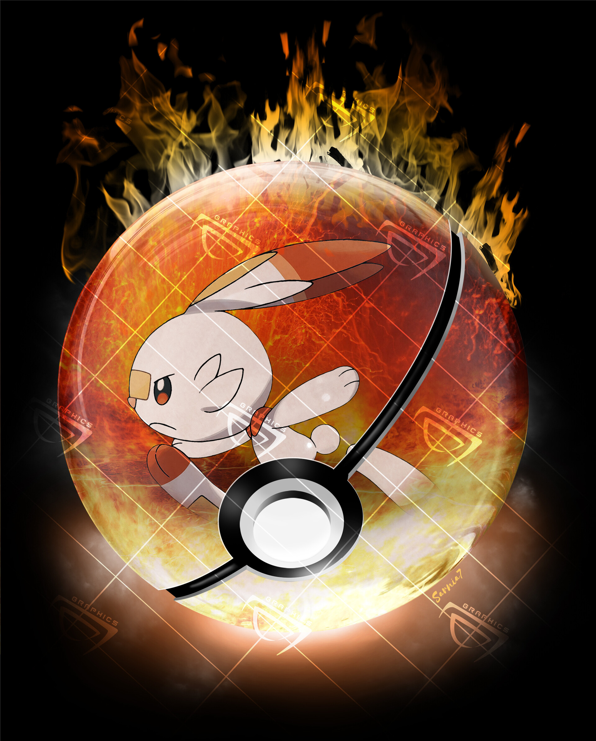 ArtStation - FanArt - Realistic Pokeball with 3 Starters Eight Gen