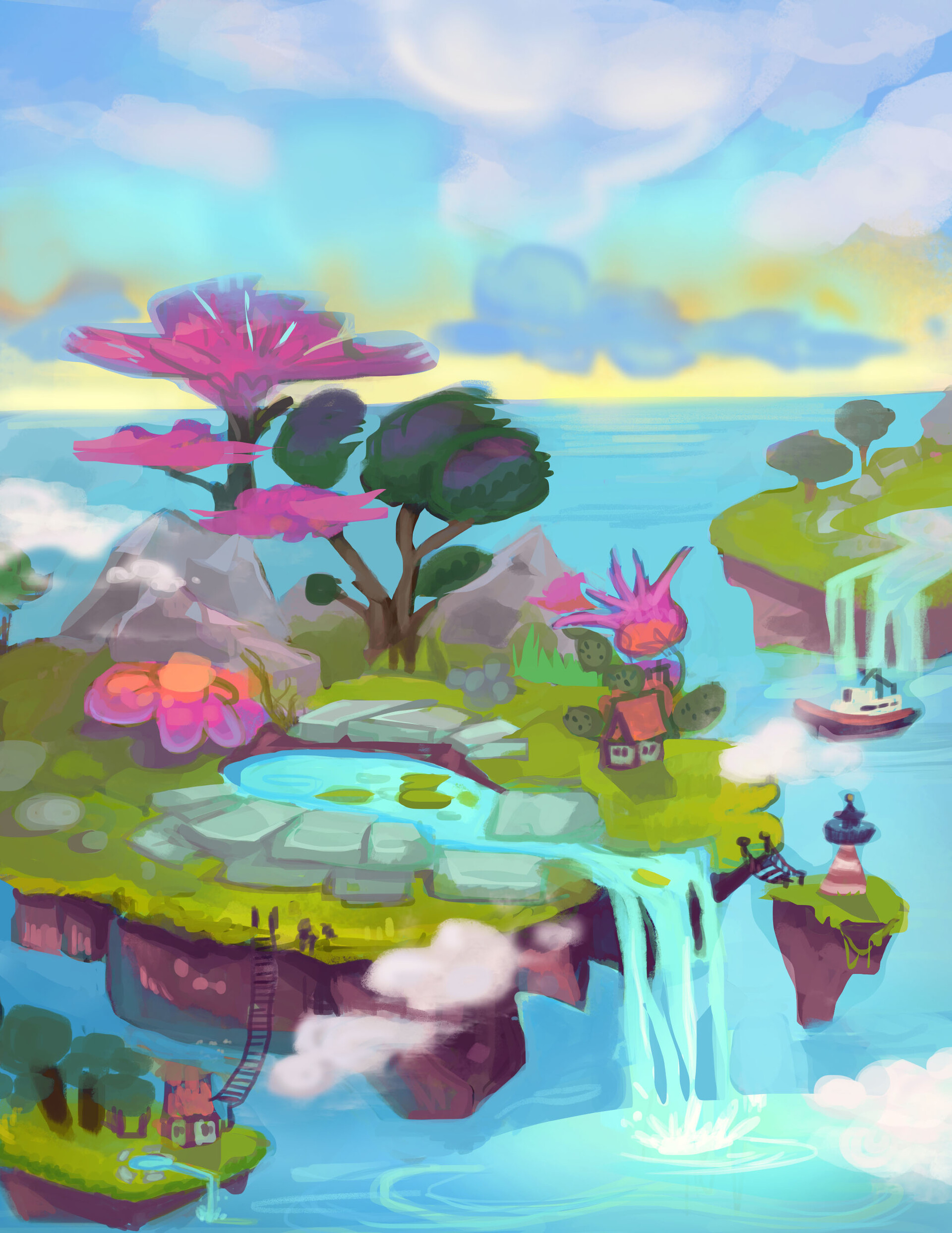 ArtStation - stylized island landscape practise